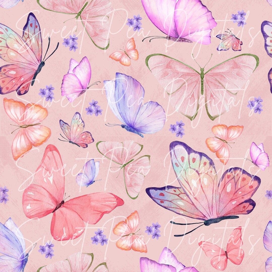 Pink Butterfly Seamless File| Boho Butterfly Repeating Pattern | Retro ...