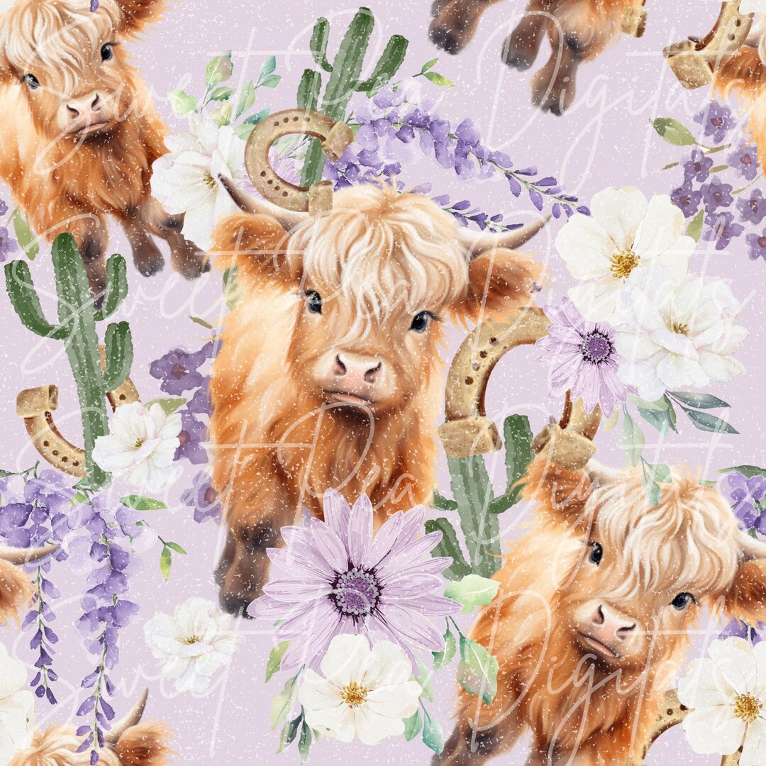Highland Cow Seamless File Highland Cow Repeat Pattern for Scrapbooking ...