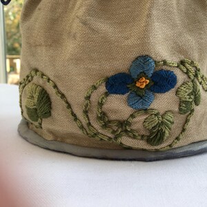 Antique Arts and Crafts Linen Embroidered Drawstring Bag - Etsy