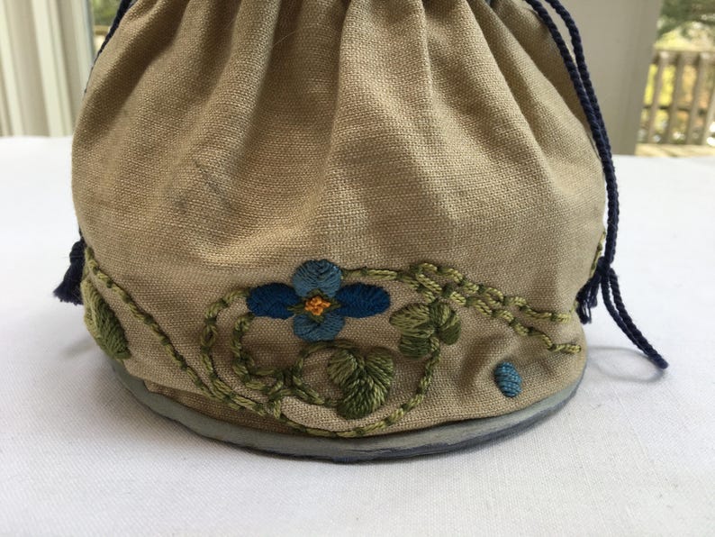 Antique Arts and Crafts Linen Embroidered Drawstring Bag - Etsy