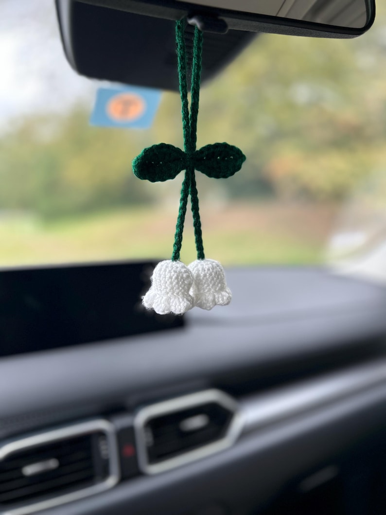 Crochet Lily of the Valley, Car Accessory, Rearview Mirror Decor ...