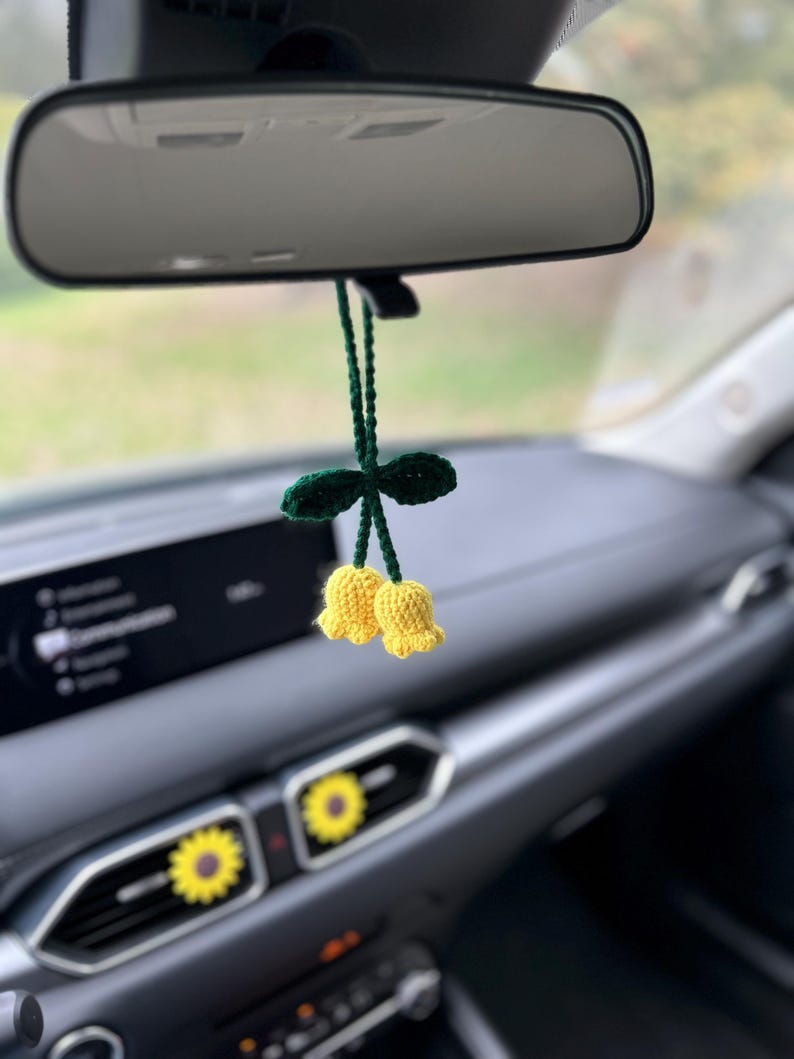 Crochet Lily of the Valley, Car Accessory, Rearview Mirror Decor ...