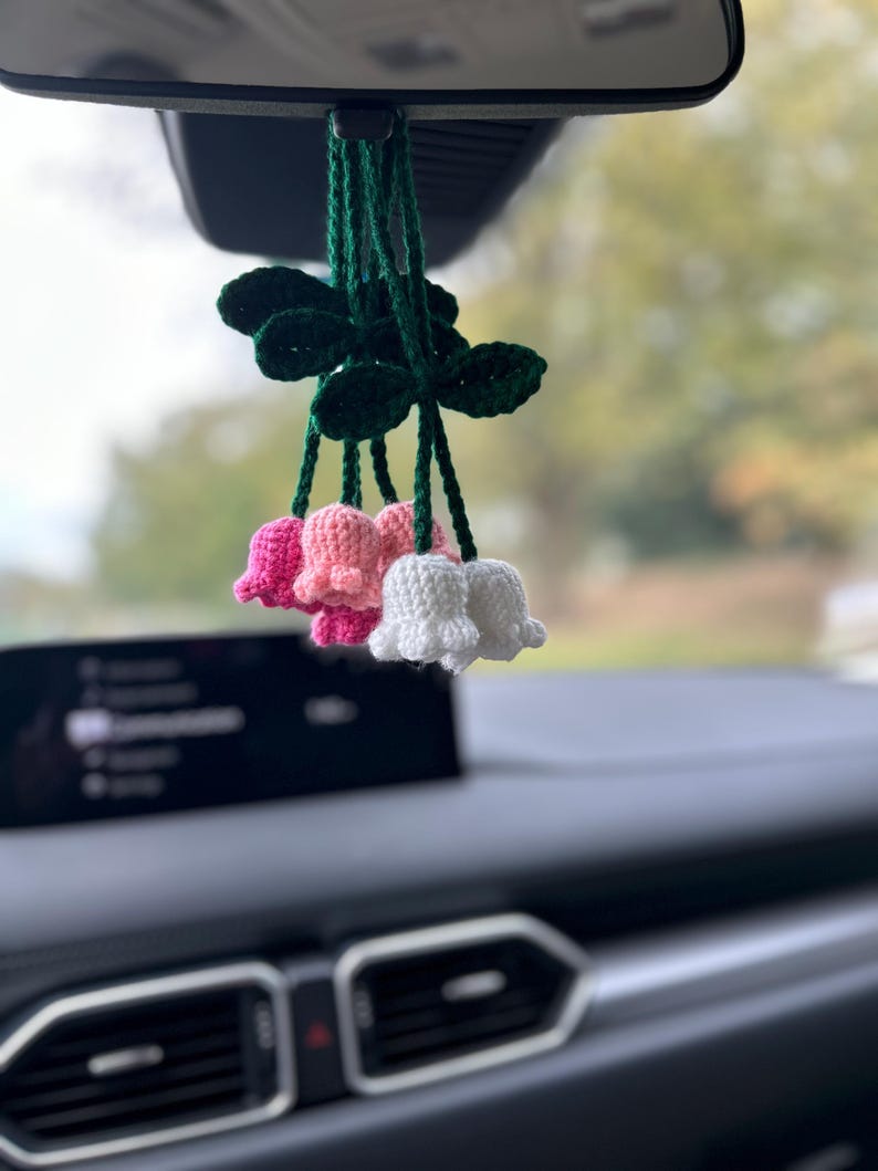 Crochet Lily of the Valley, Car Accessory, Rearview Mirror Decor ...