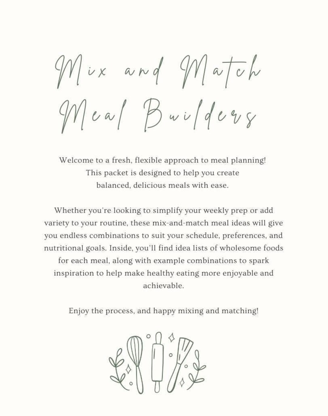 Mix and Match Meal Builder: Easy & Quick Healthy, High Protein ...