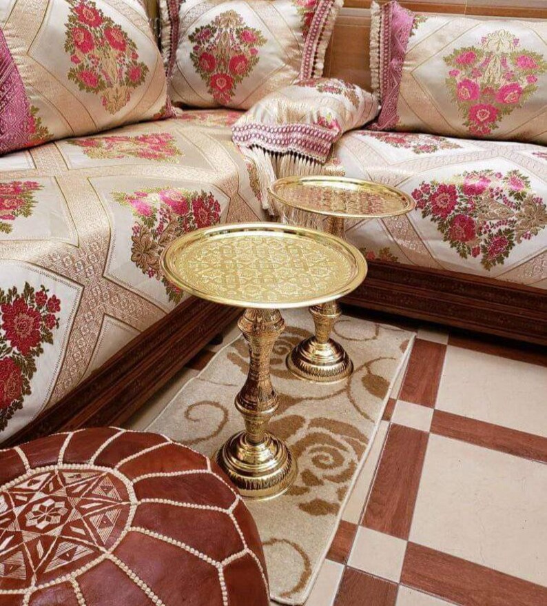 Moroccan Traditional Brass Tray Table, Craftsmanship Hand Engraved ...