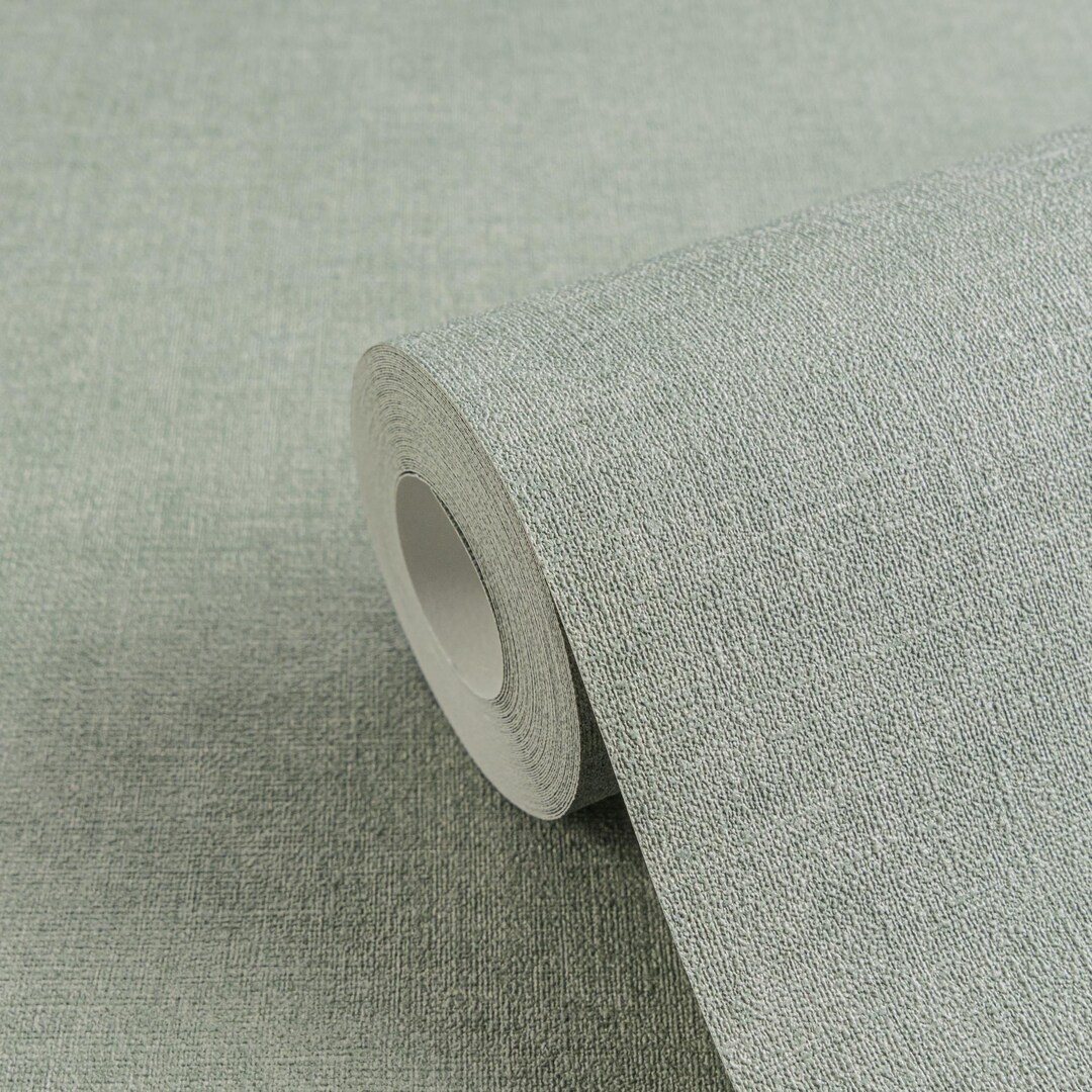 Fabric Modern Green Textured Linen Wallpaper Plain Elegant 3d Vinyl ...