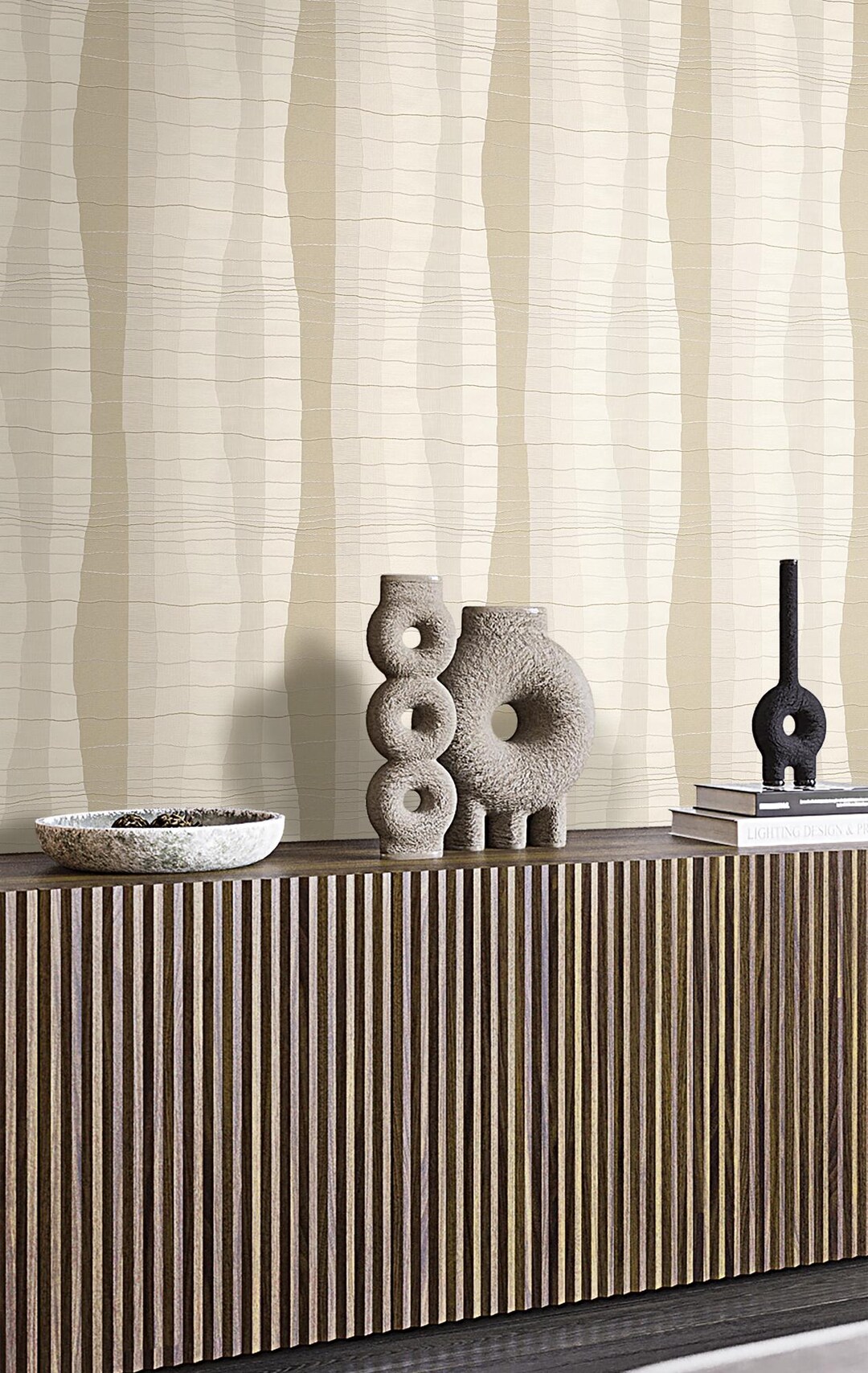 Modern Linen Striped Textured Wallpaper Retro Vintage 3d Brown Embossed ...