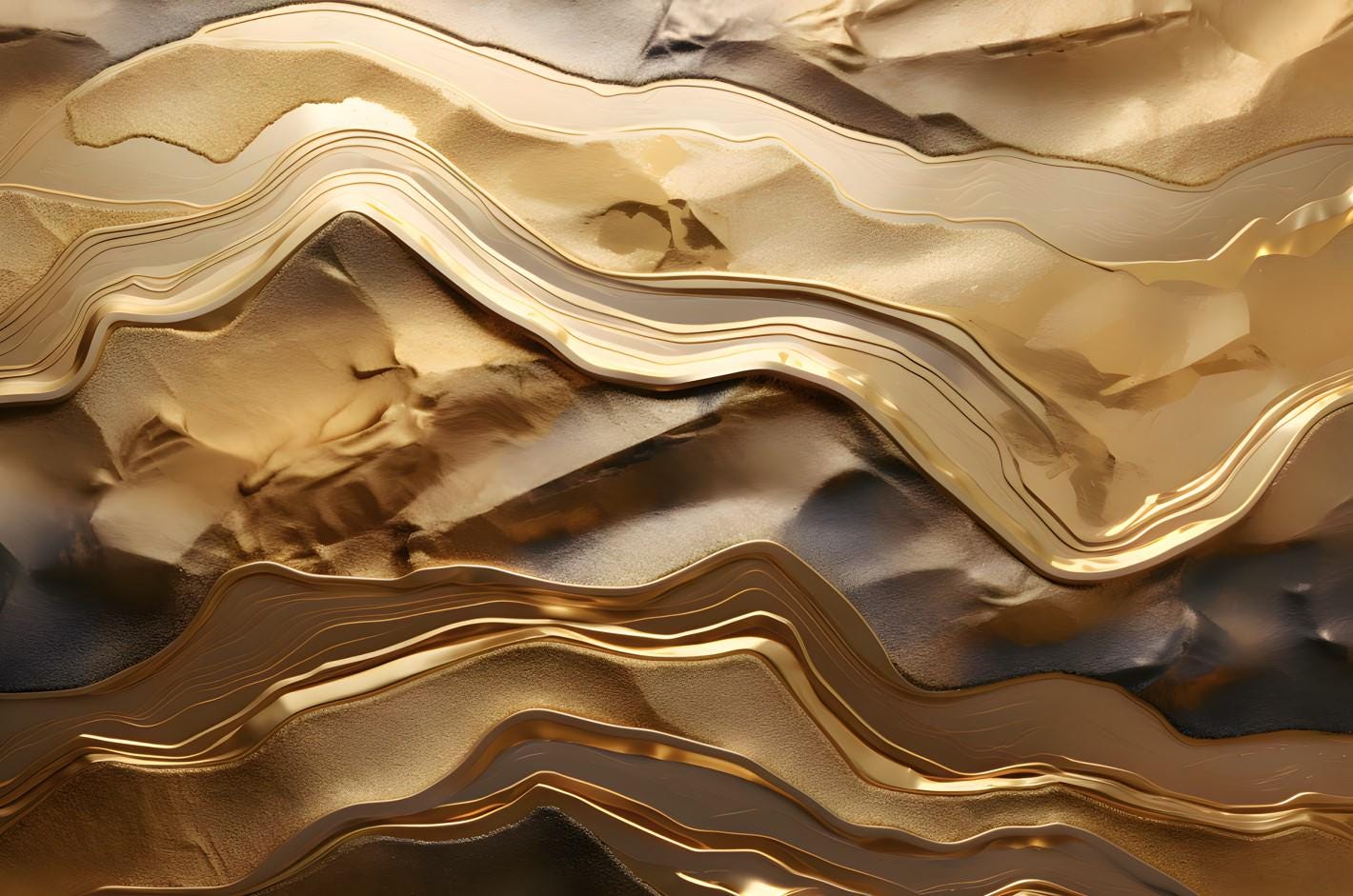 Luxury Abstract Gold Mural Wallpaper Custom 3D Metallic Wall Art for ...