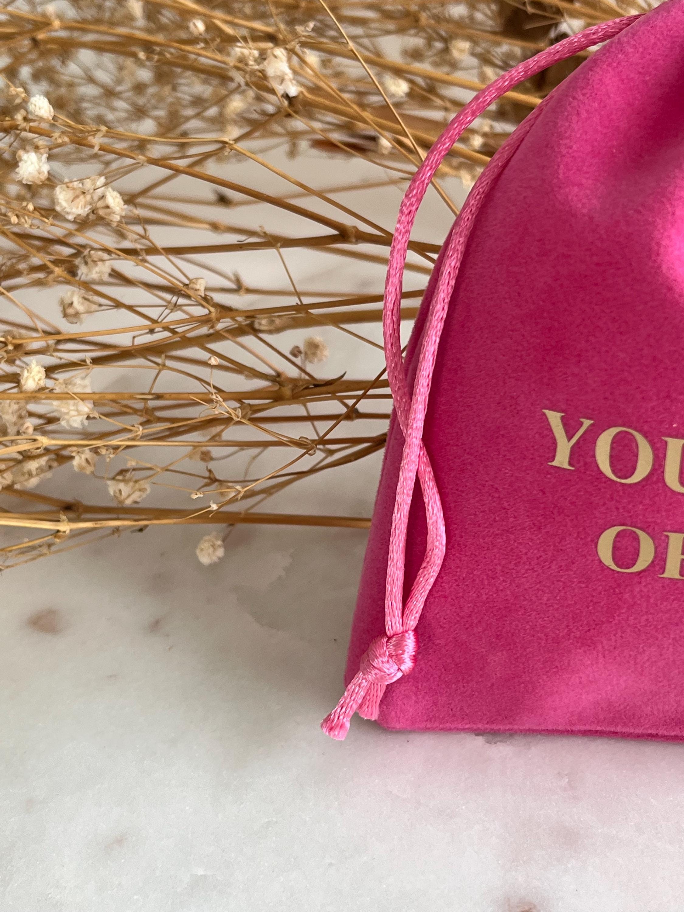 50 Pcs Custom Logo Pink Velvet Drawstring Pouch: Jewelry, Crystal ...