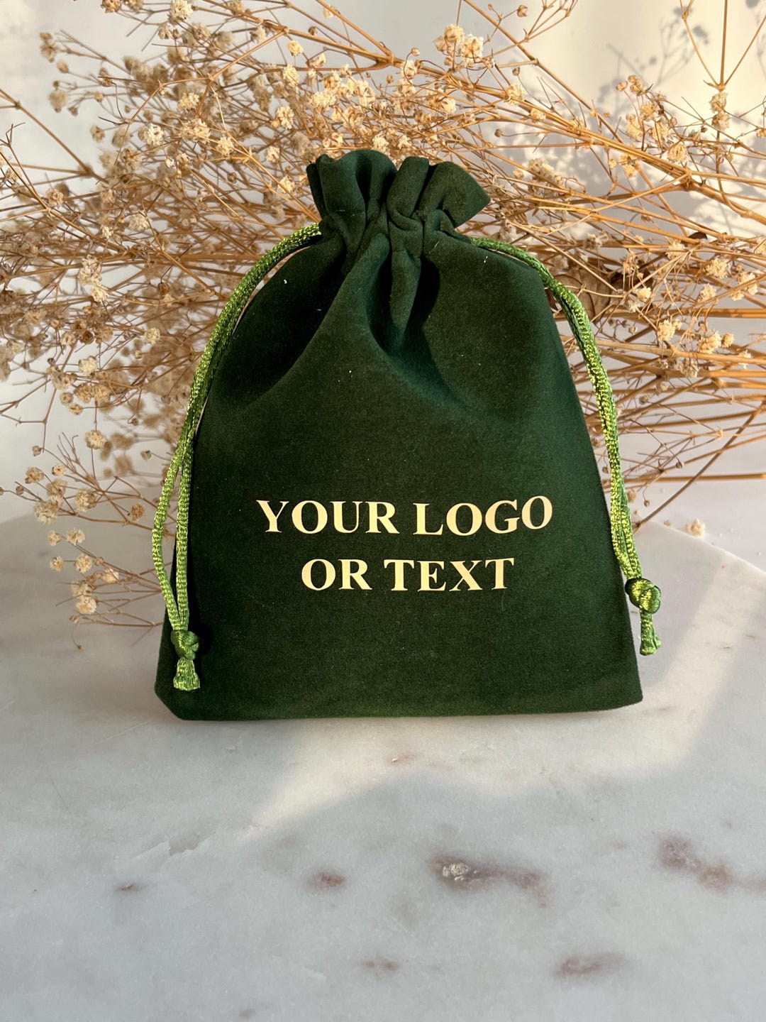 50 Pcs 5x6 in Custom Text and Logo Drawstring Bag, Personalized Package ...