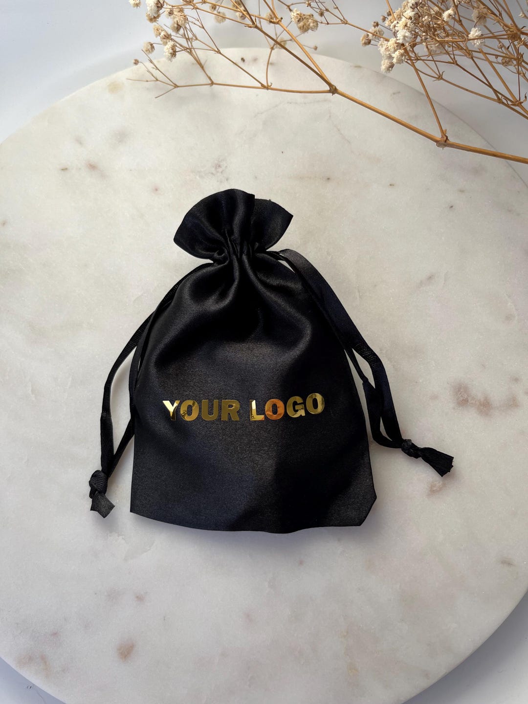 Custom Logo Satin Drawstring Bags: Personalized Wedding Favor Packaging ...