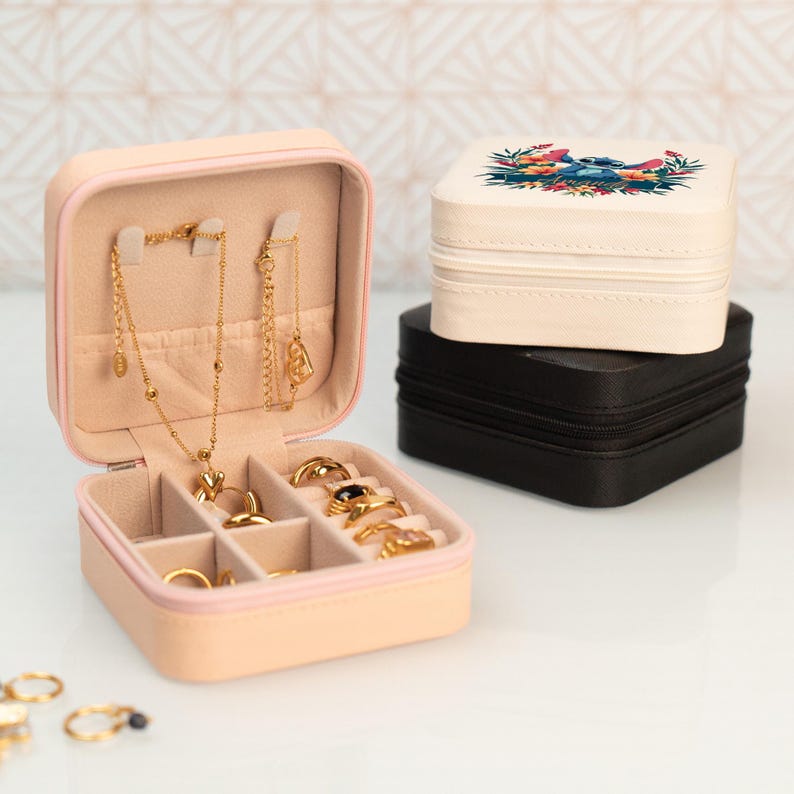 Customized Stitch Jewelry Box, Travel Jewelry Case for Girls, Cute Blue ...