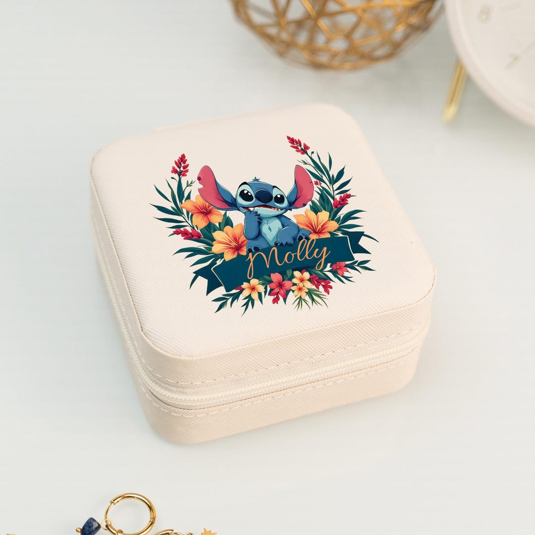 Customized Stitch Jewelry Box, Travel Jewelry Case for Girls, Cute Blue ...
