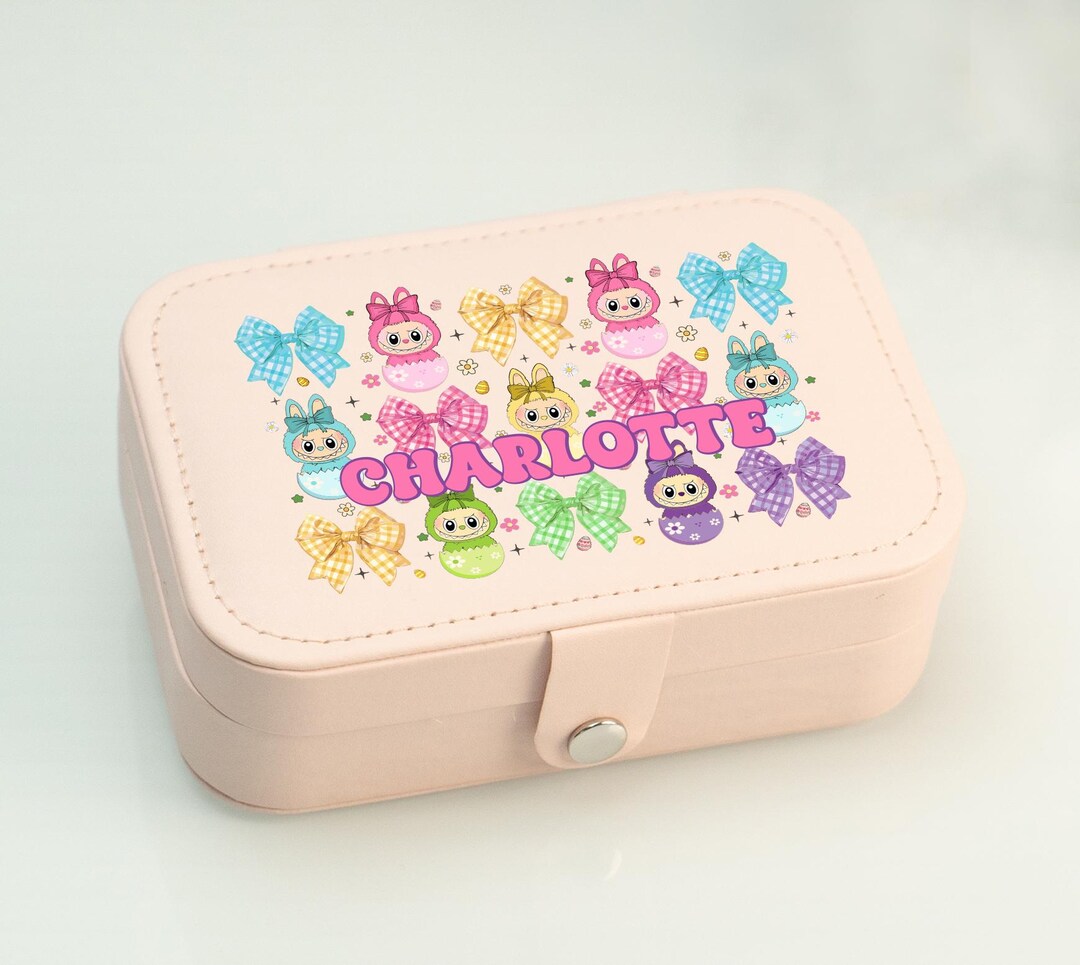Pink Labubu Jewelry Box, Personalized Kids Jewelry Holder, Labubu Lover ...