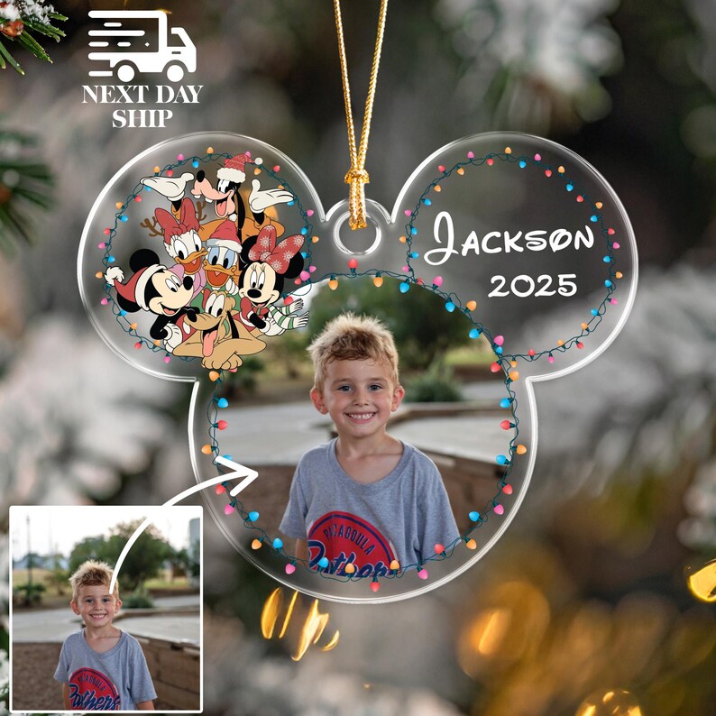 Custom Disney Ears Photo Ornament, Personalized 2026 Disney Keepsake ...