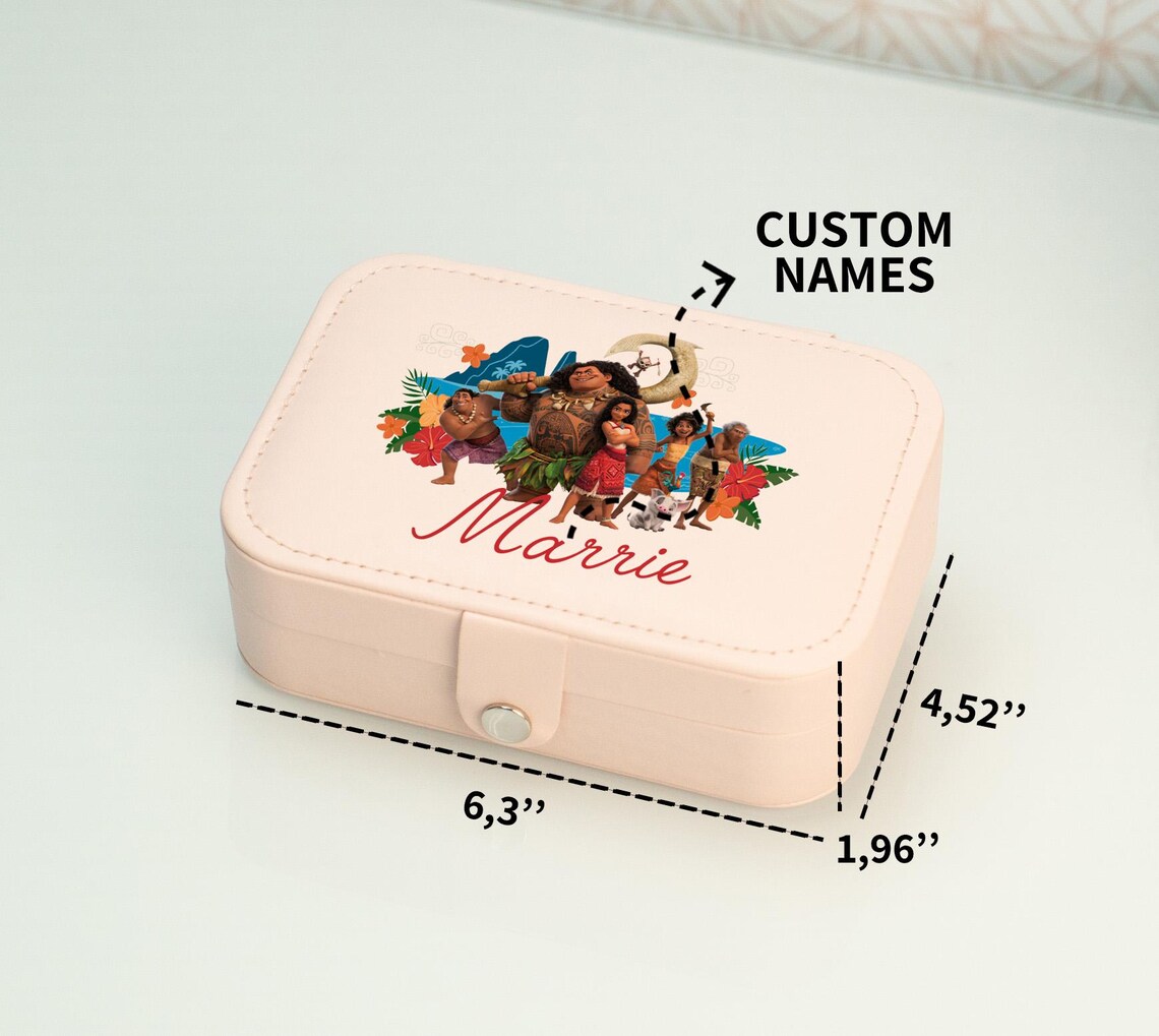 Moana Personalized Jewelry Box, Disney Princess Travel Organizer ...