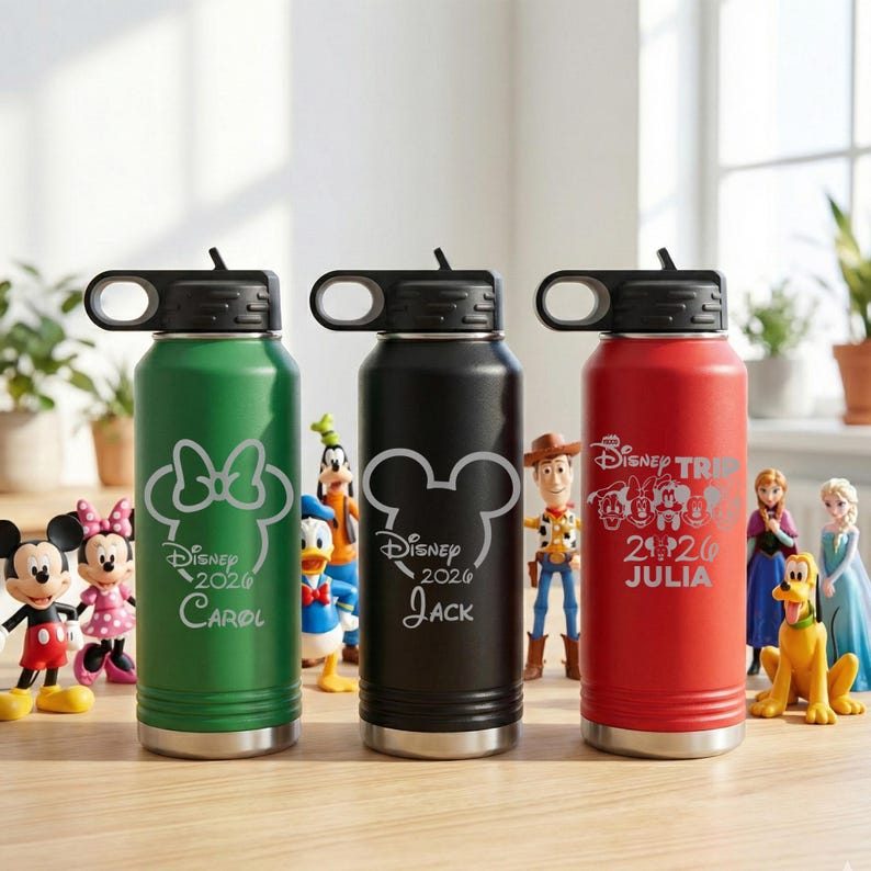 Personalized Disney Tumbler & Water Bottle, Laser Engraved Family ...