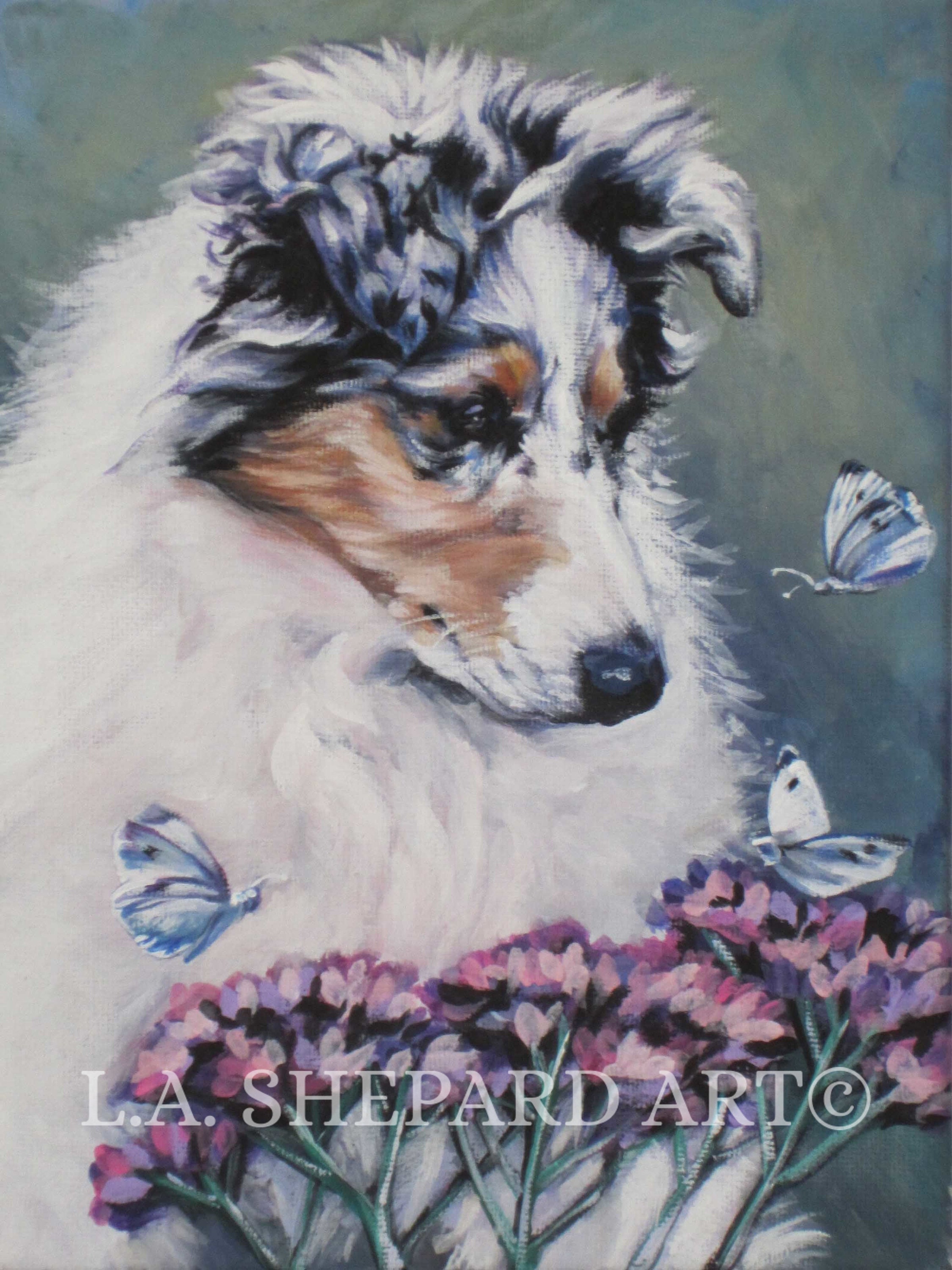 Rough COLLIE DOG ART Portrait Canvas Print of Lashepard - Etsy