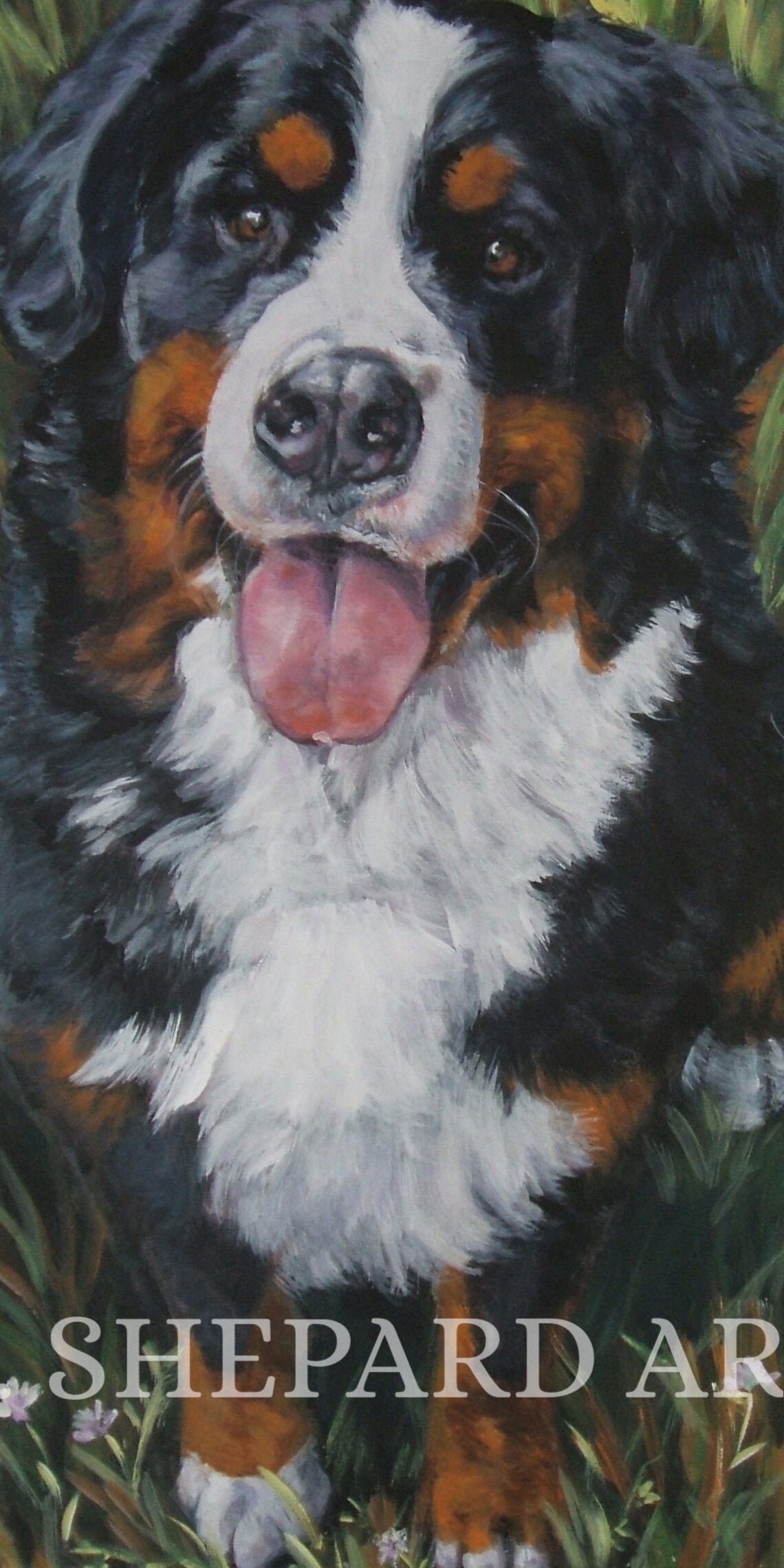 BERNESE Mountain DOG Art PRINT of Lashepard Painting 5x10" - Etsy