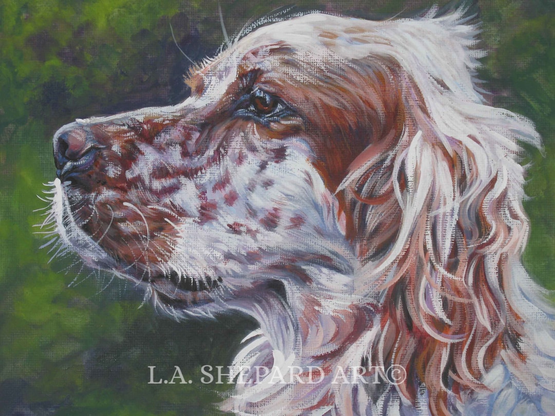 English SETTER Dog Art PORTRAIT Canvas PRINT of Lashepard Painting 8x10 ...