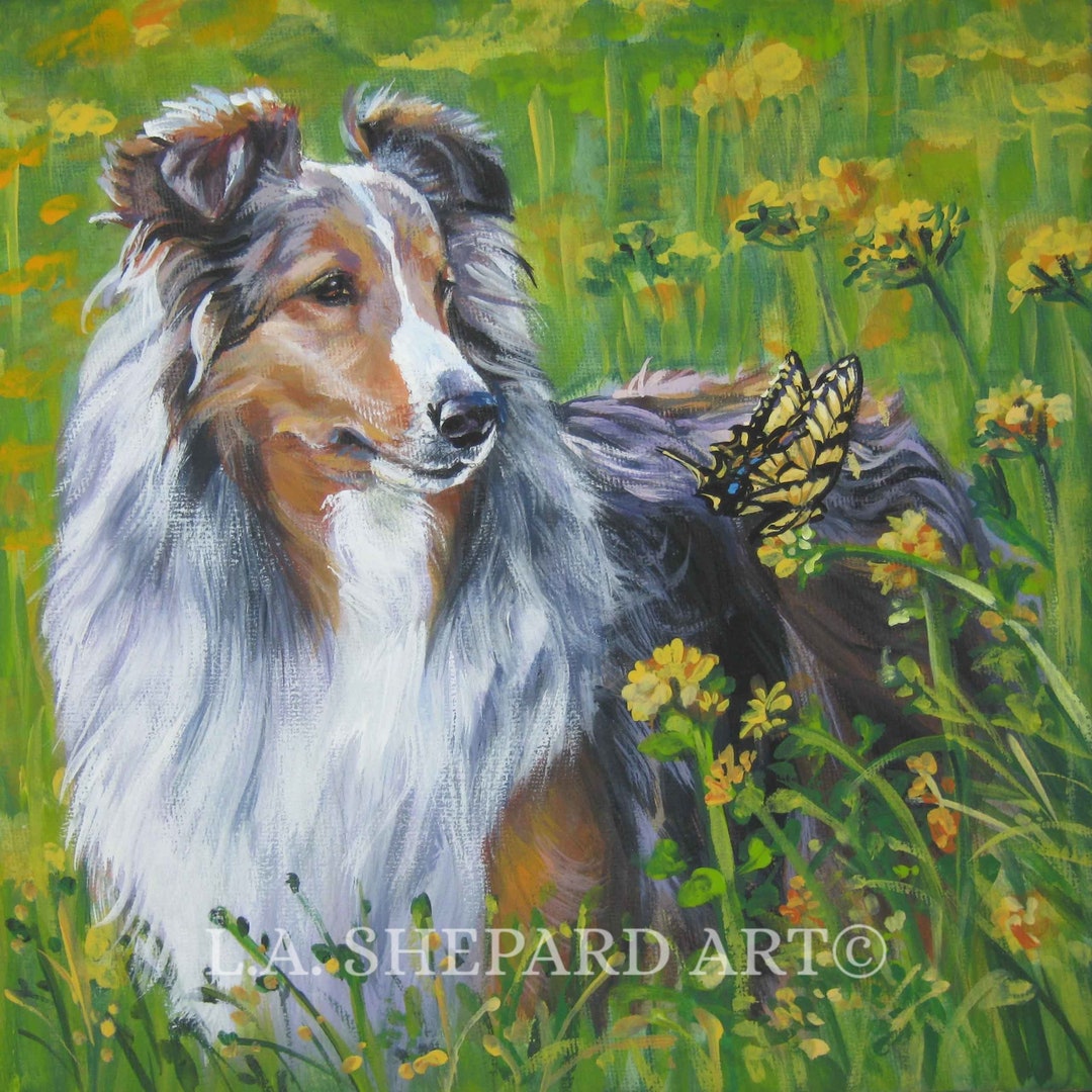 SHETLAND SHEEPDOG Sheltie Dog ART Canvas Print of Lashepard Painting ...