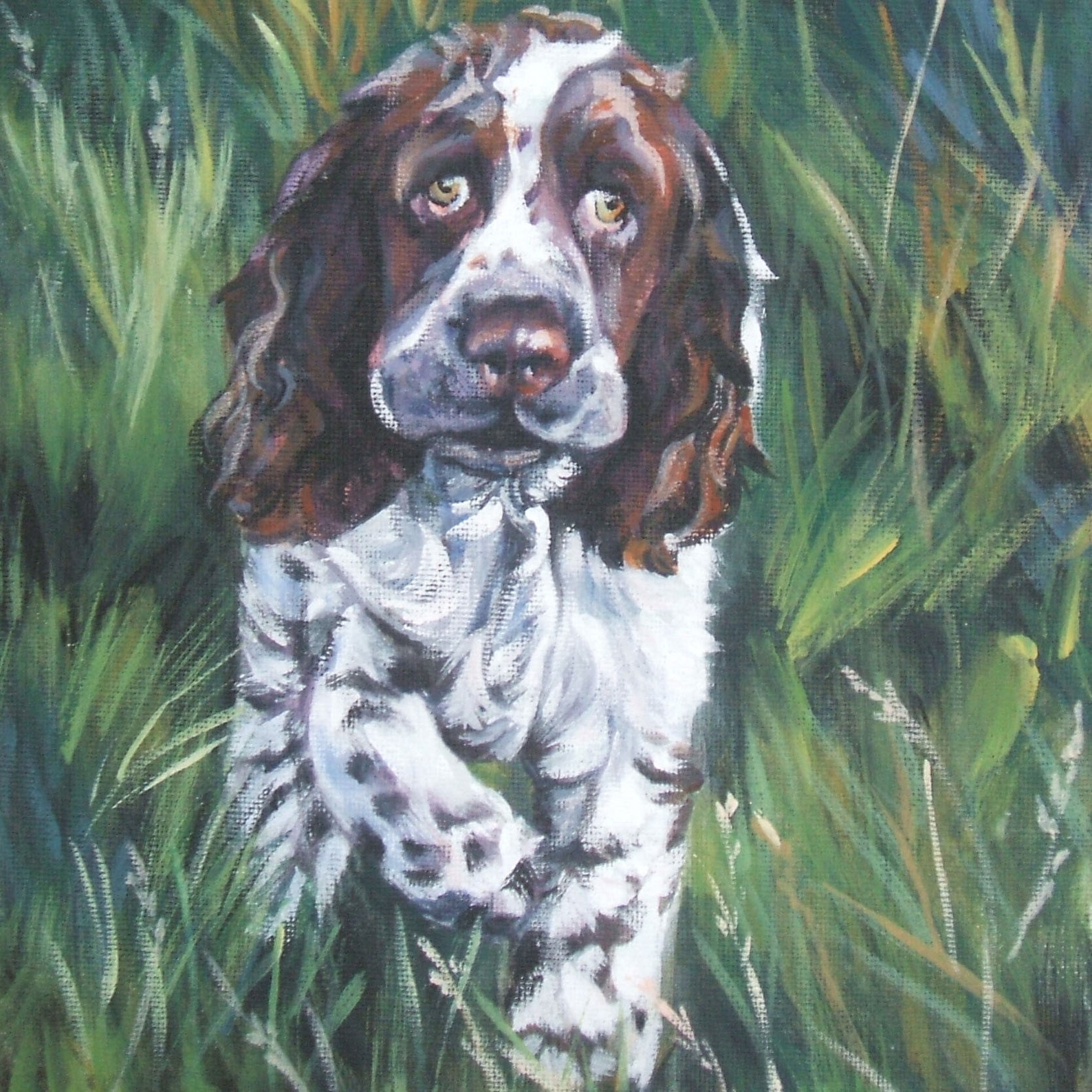 English Springer Spaniel Dog Art CANVAS Print of LA Shepard Painting ...