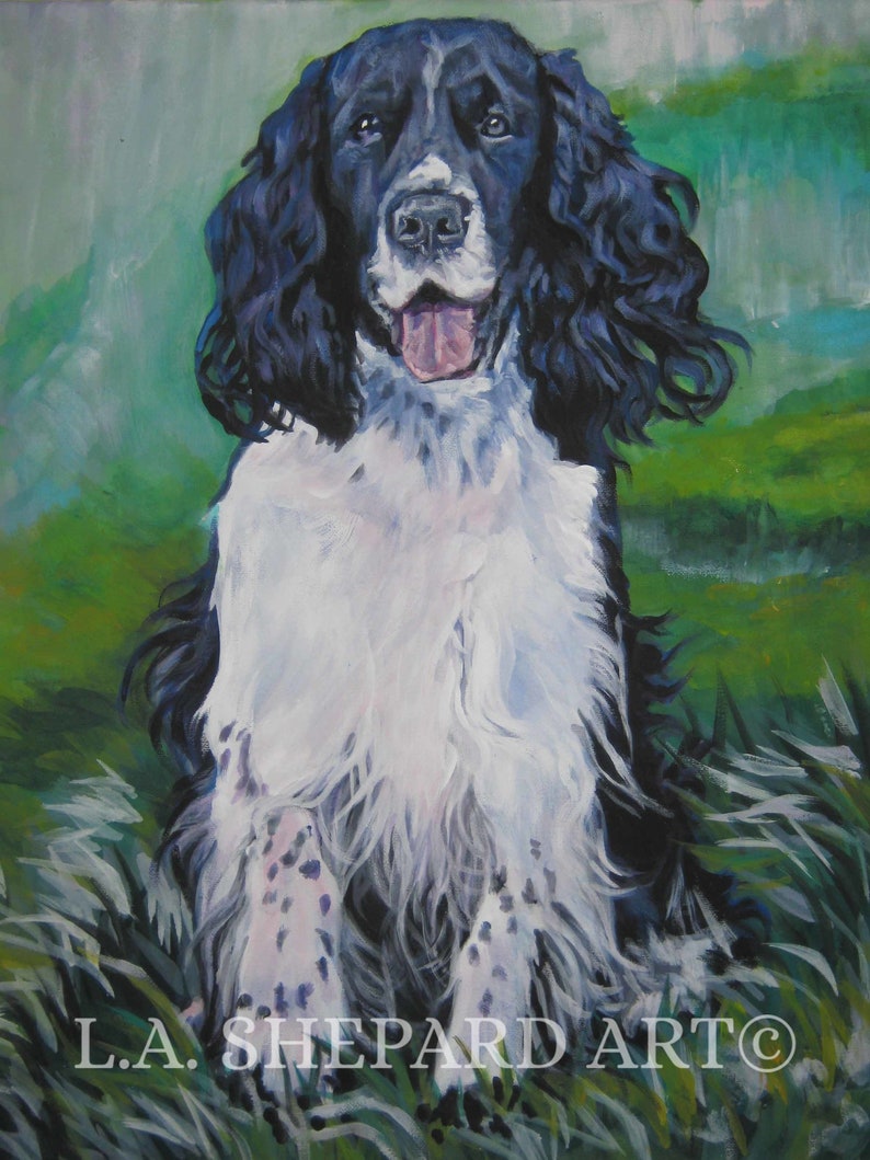 English Springer Spaniel Dog Art Canvas Print of LA Shepard Painting ...