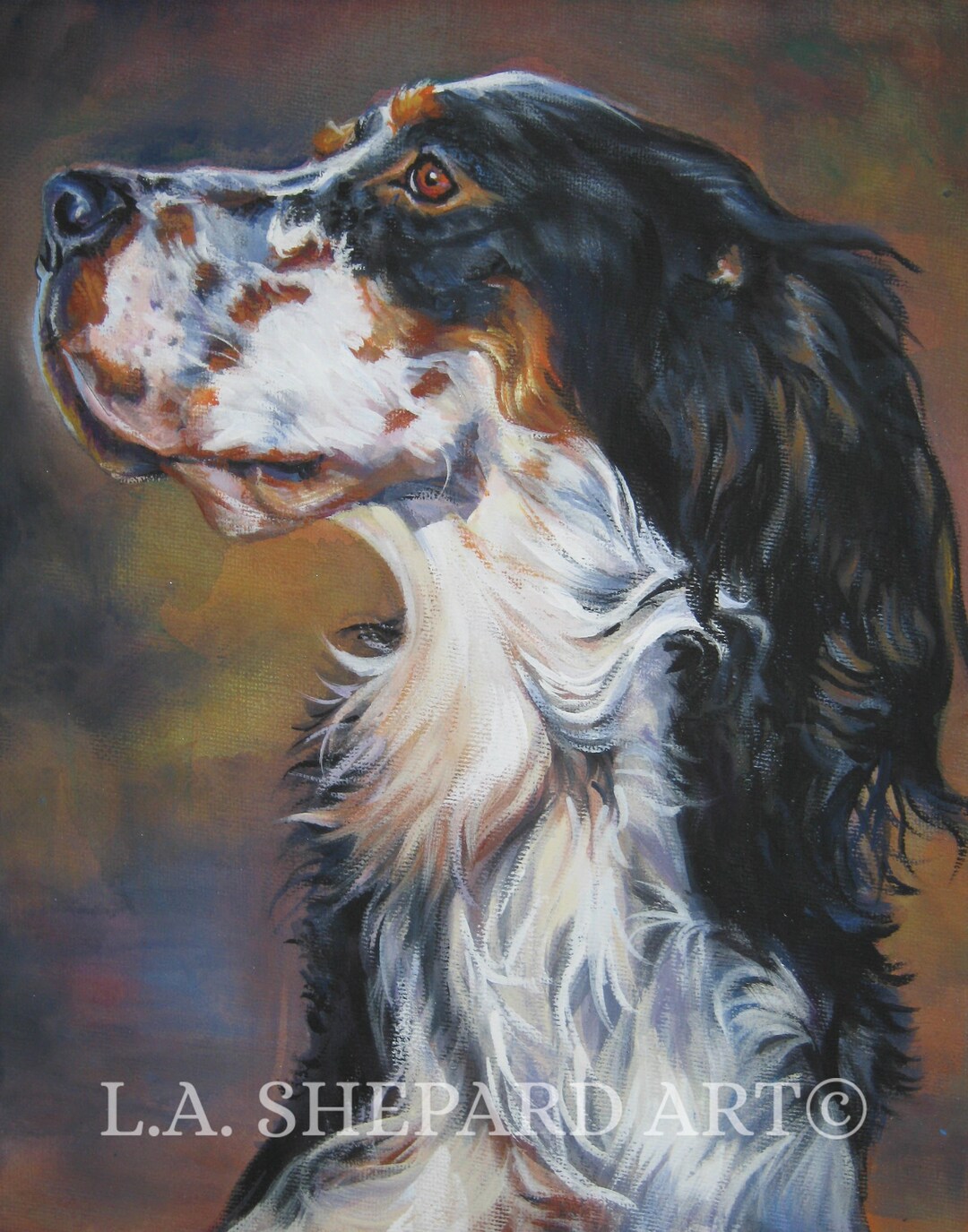 ENGLISH SETTER Dog Art Portrait Canvas PRINT of Lashepard Painting 8x10 ...