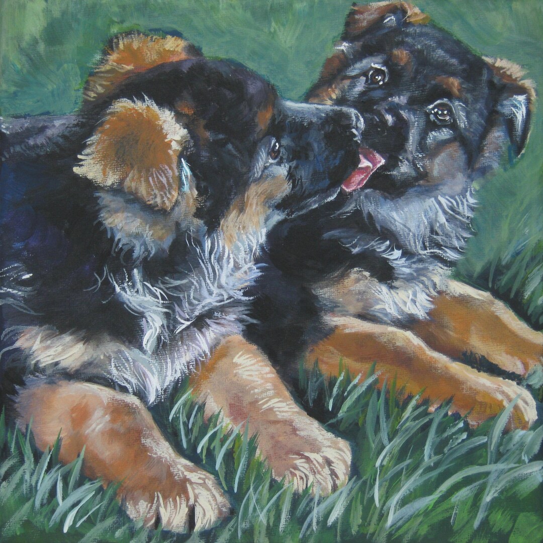 German Shepherd Dog Art CANVAS Print of LA Shepard Painting 8x8 - Etsy