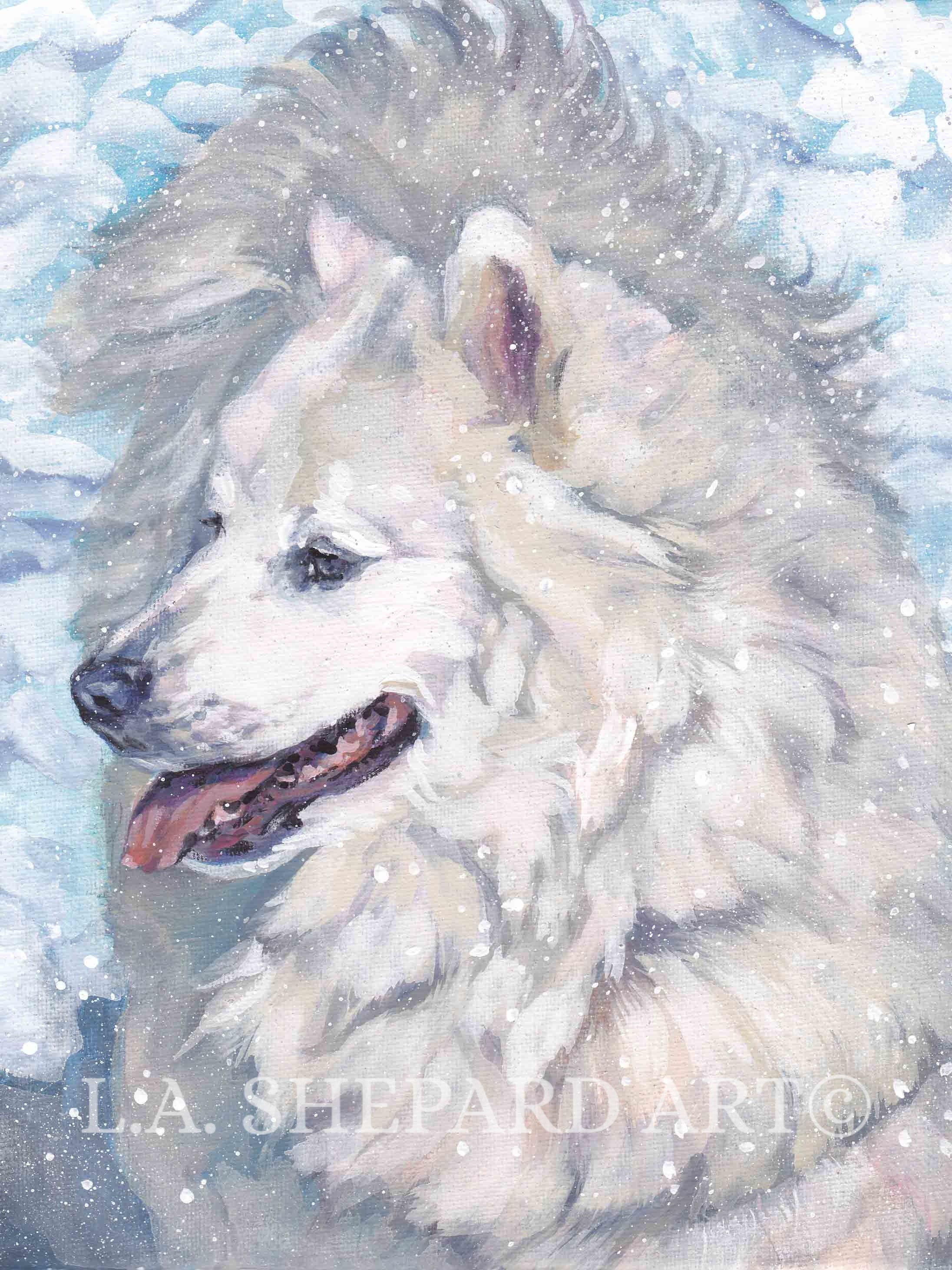 SAMOYED Dog Art Portrait PRINT of LA Shepard Painting 8x10 - Etsy
