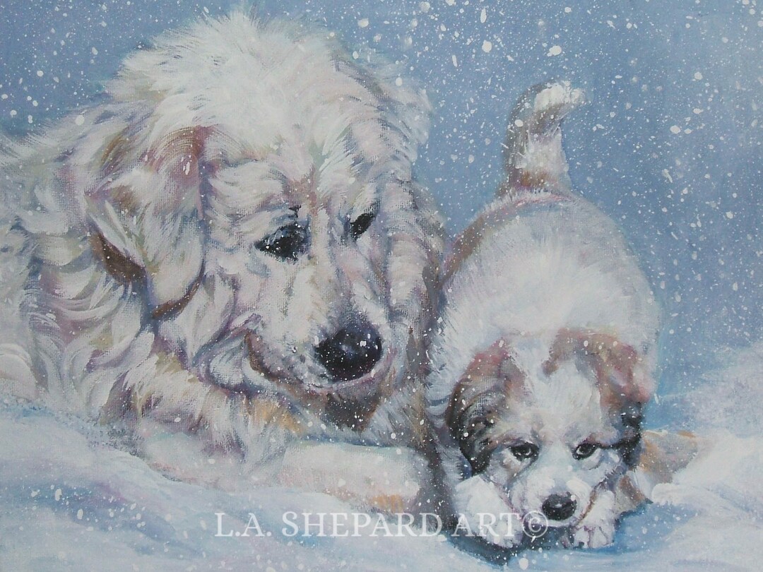 Great PYRENEES Dog Art PRINT of LA Shepard Painting 8x10 - Etsy
