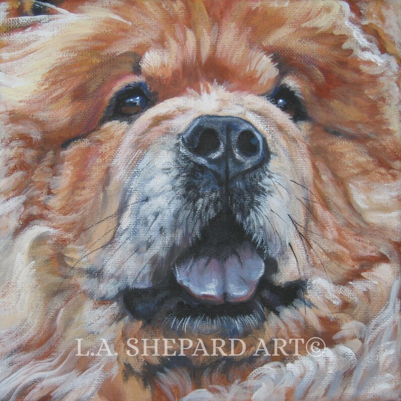 CHOW CHOW Dog Art Portrait Canvas PRINT of Lashepard Painting 8x8" - Etsy