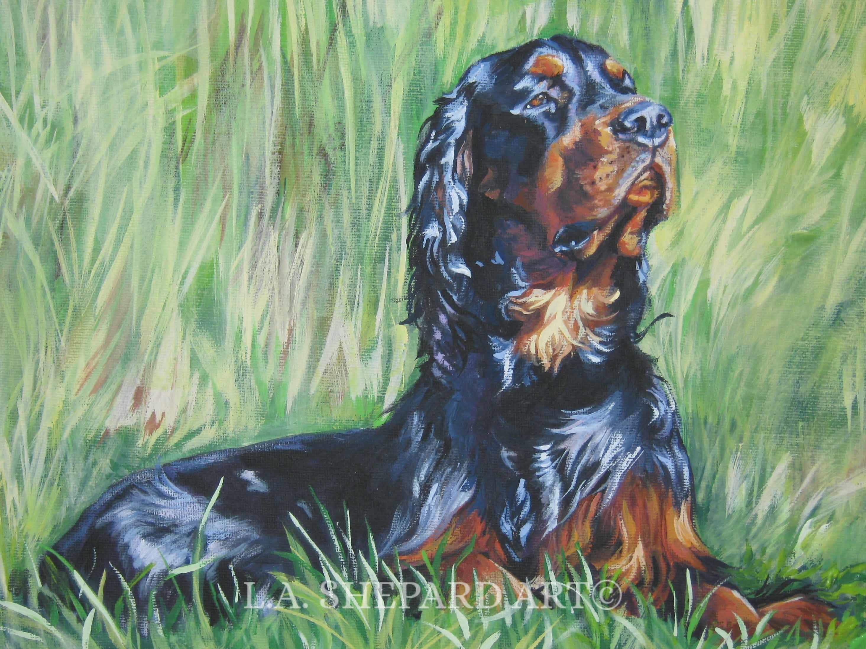GORDON SETTER Dog ART Canvas Print of Lashepard Painting 11x14" - Etsy