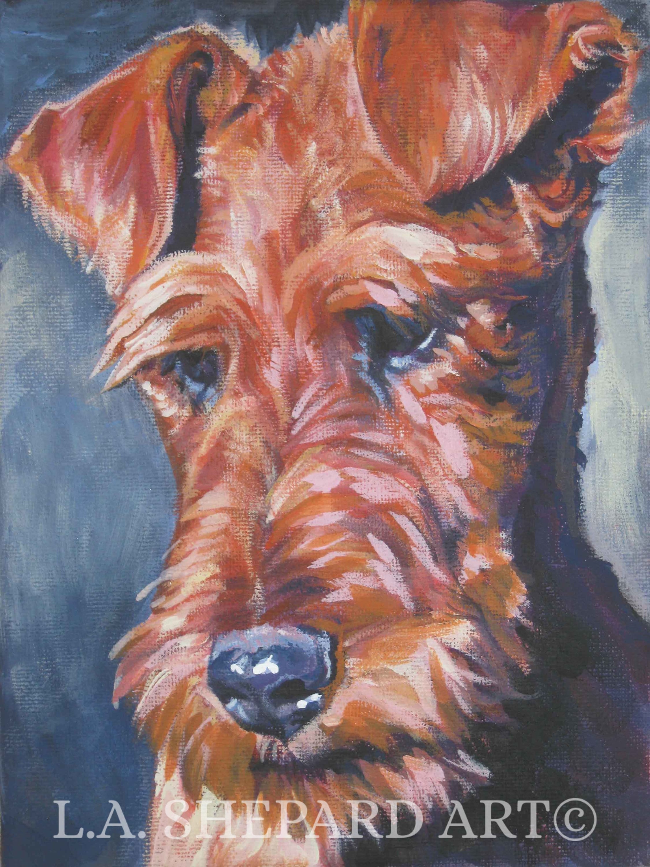 IRISH TERRIER Dog Portrait Art PRINT of Lashepard Painting 12x16 - Etsy