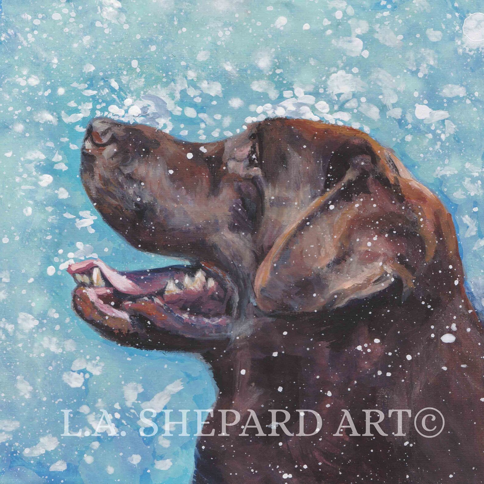 Chocolate Lab Labrador Retriever Dog Art Portrait Print of - Etsy