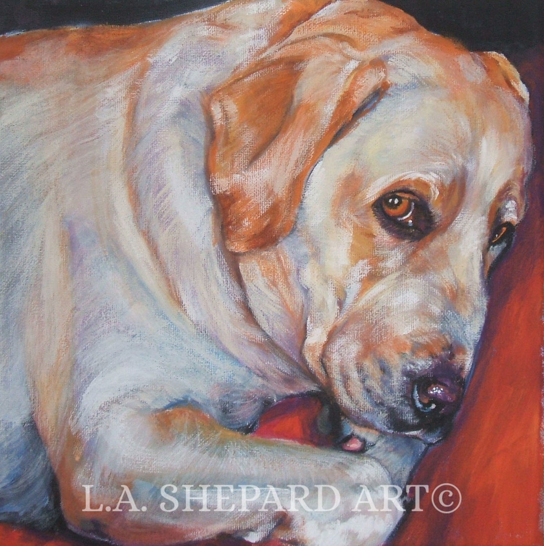 Labrador Retriever YELLOW LAB Dog Art PRINT of Lashepard Painting 8x8 ...