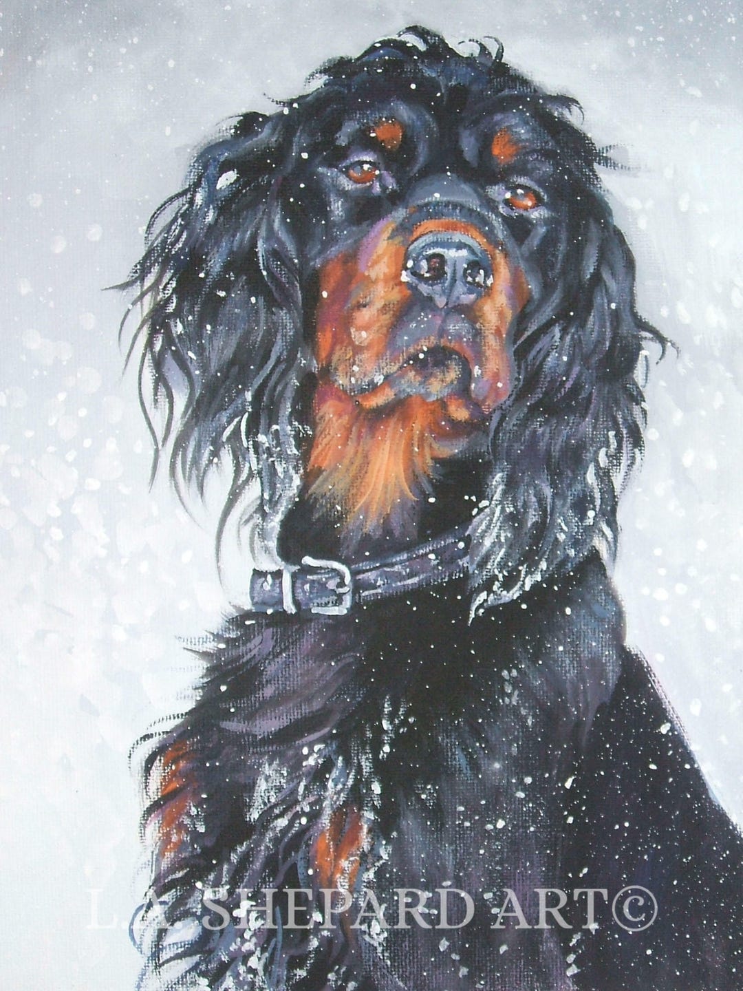 GORDON SETTER Dog Art PORTRAIT Canvas Print of Lashepard Painting 8x10 ...