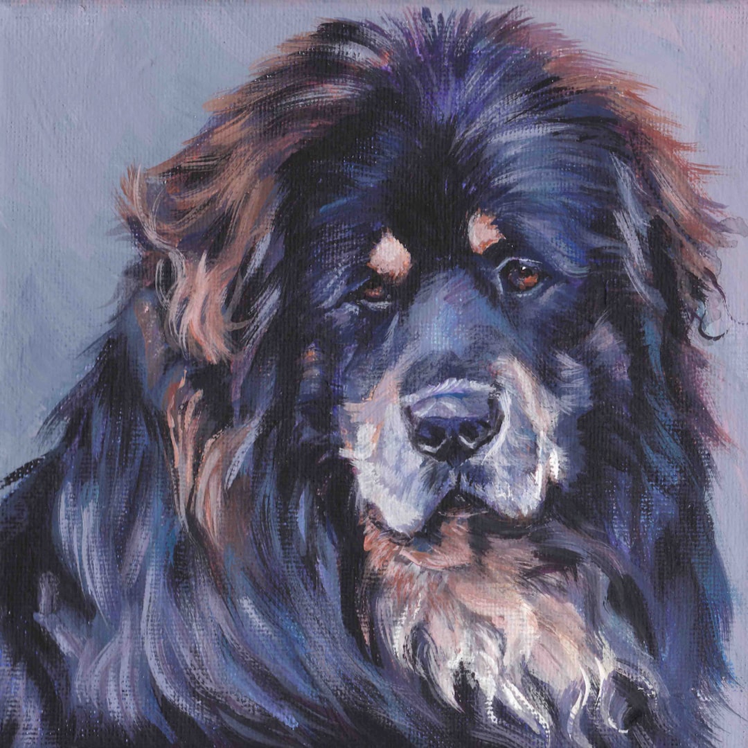 Tibetan Mastiff Portrait Art CANVAS Print of LA Shepard Painting 8x8 Dog Art - Etsy