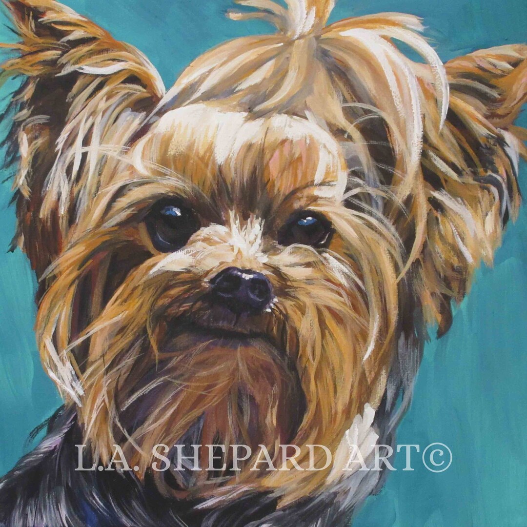 Yorkshire Terrier YORKIE Dog Portrait Art Canvas PRINT of Lashepard ...
