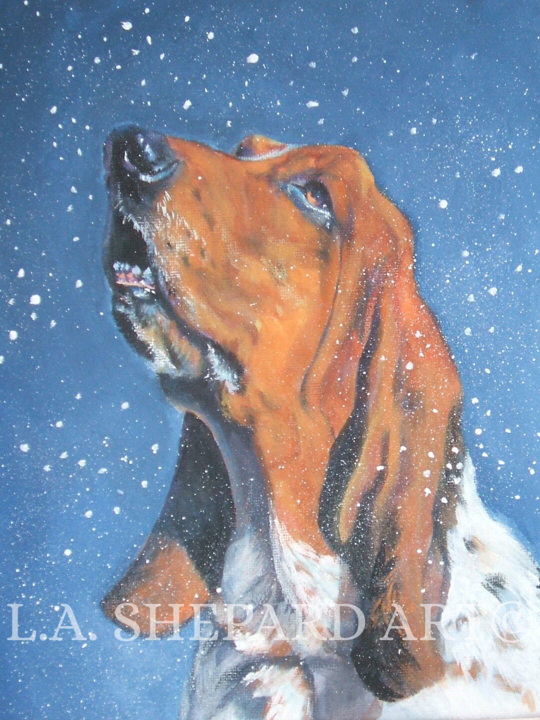 BASSET HOUND Dog Art Portrait Canvas PRINT of Lashepard Painting 8x10 ...