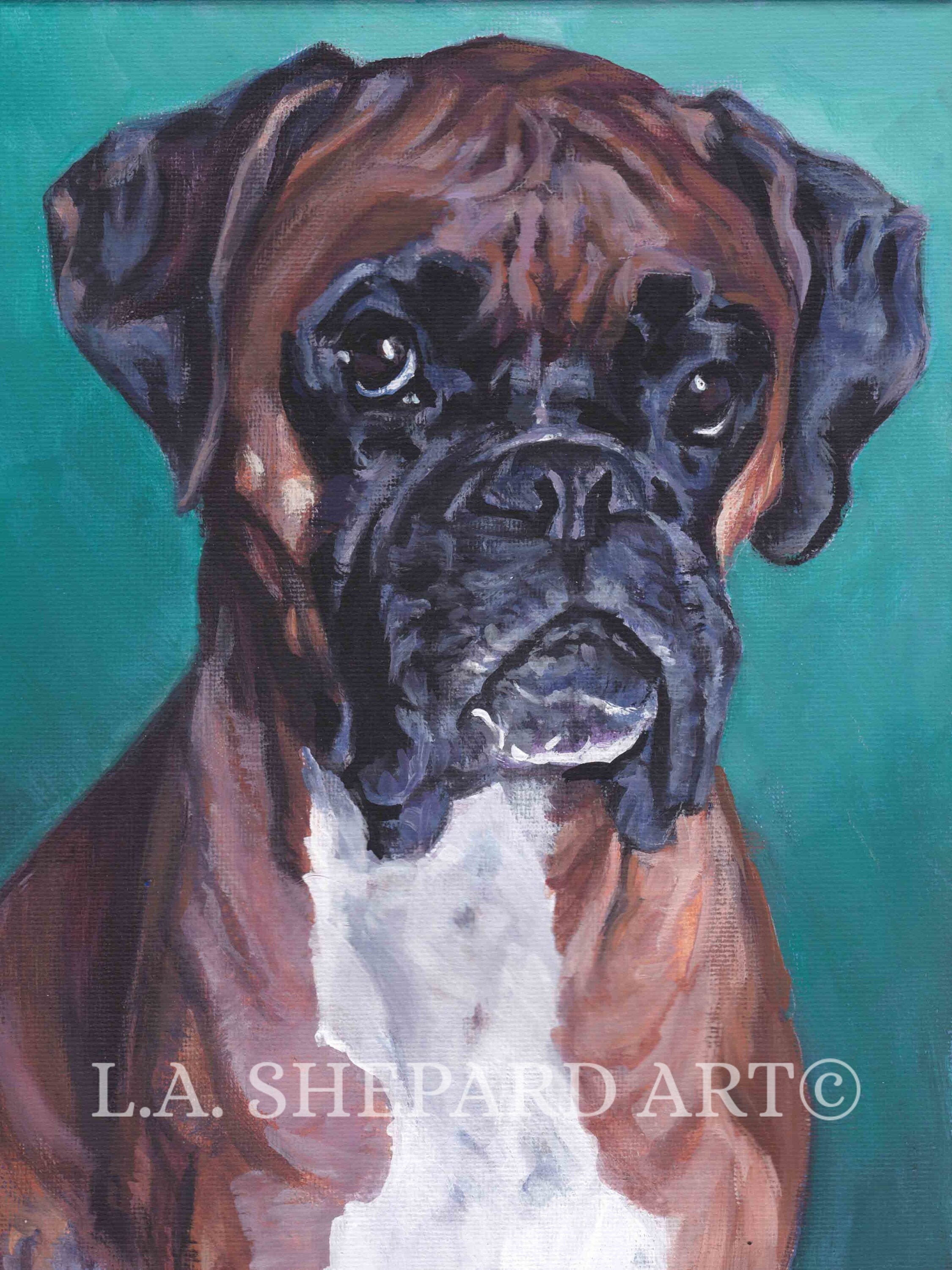 BOXER DOG Portrait ART Canvas Print of Lashepard Painting - Etsy UK