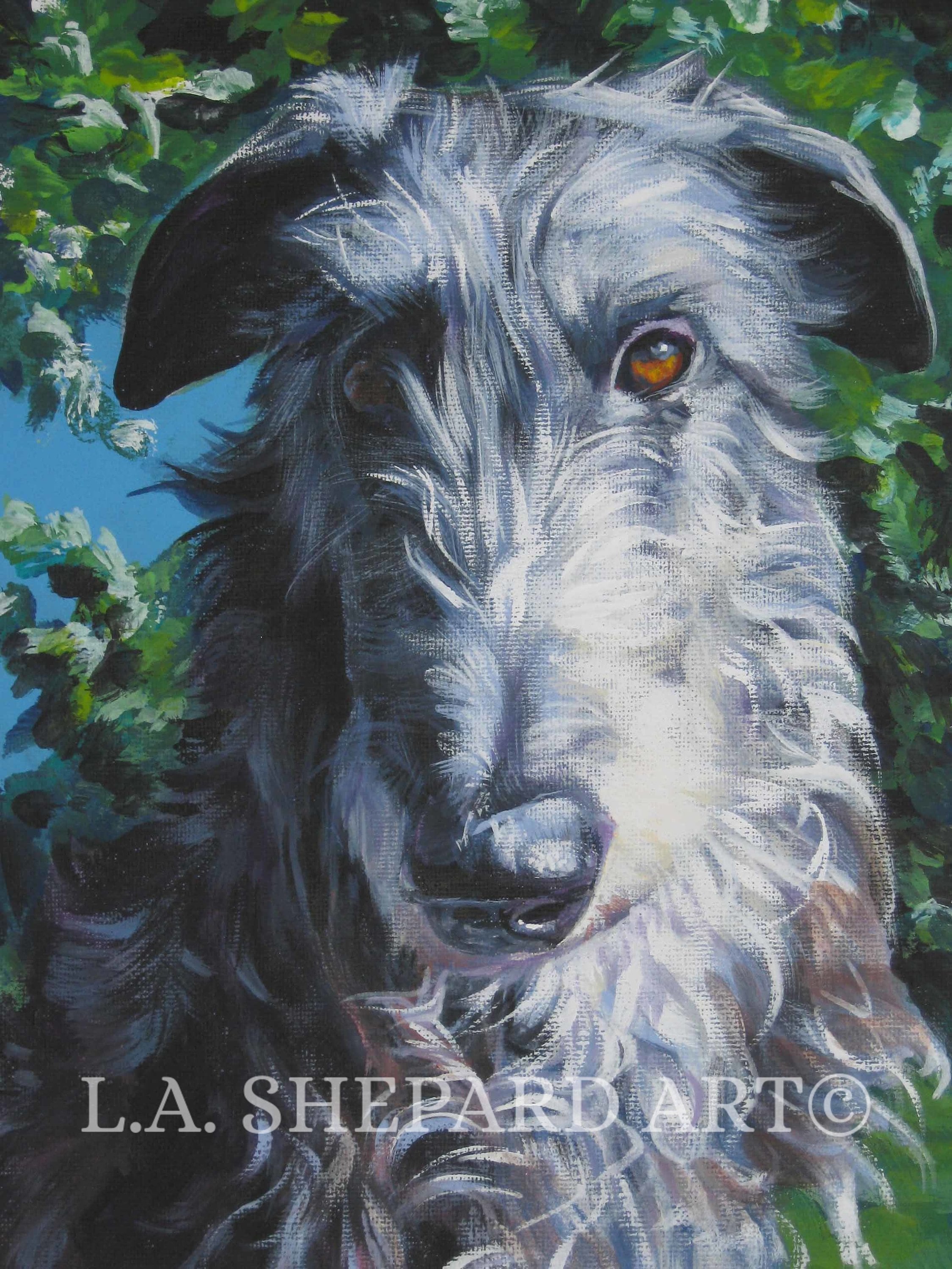 Scottish DEERHOUND Dog PORTRAIT Art Canvas PRINT of Lashepard Painting ...