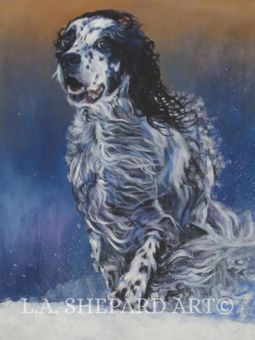 English SETTER Dog ART Canvas PRINT of Lashepard Painting 12x16" - Etsy