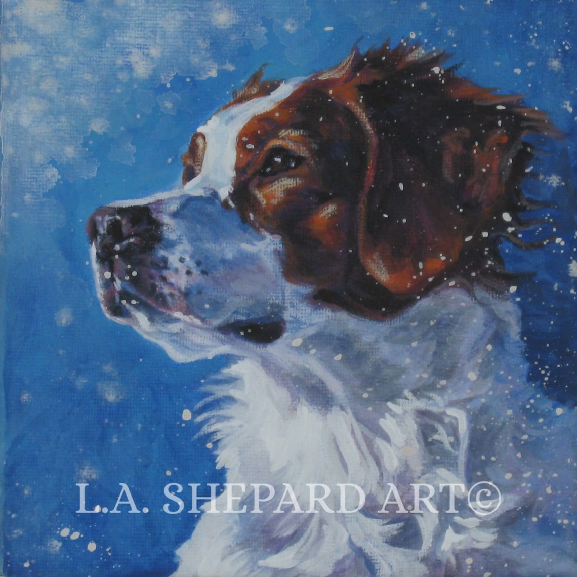 BRITTANY SPANIEL Dog Portrait Art Canvas PRINT of Lashepard Painting ...