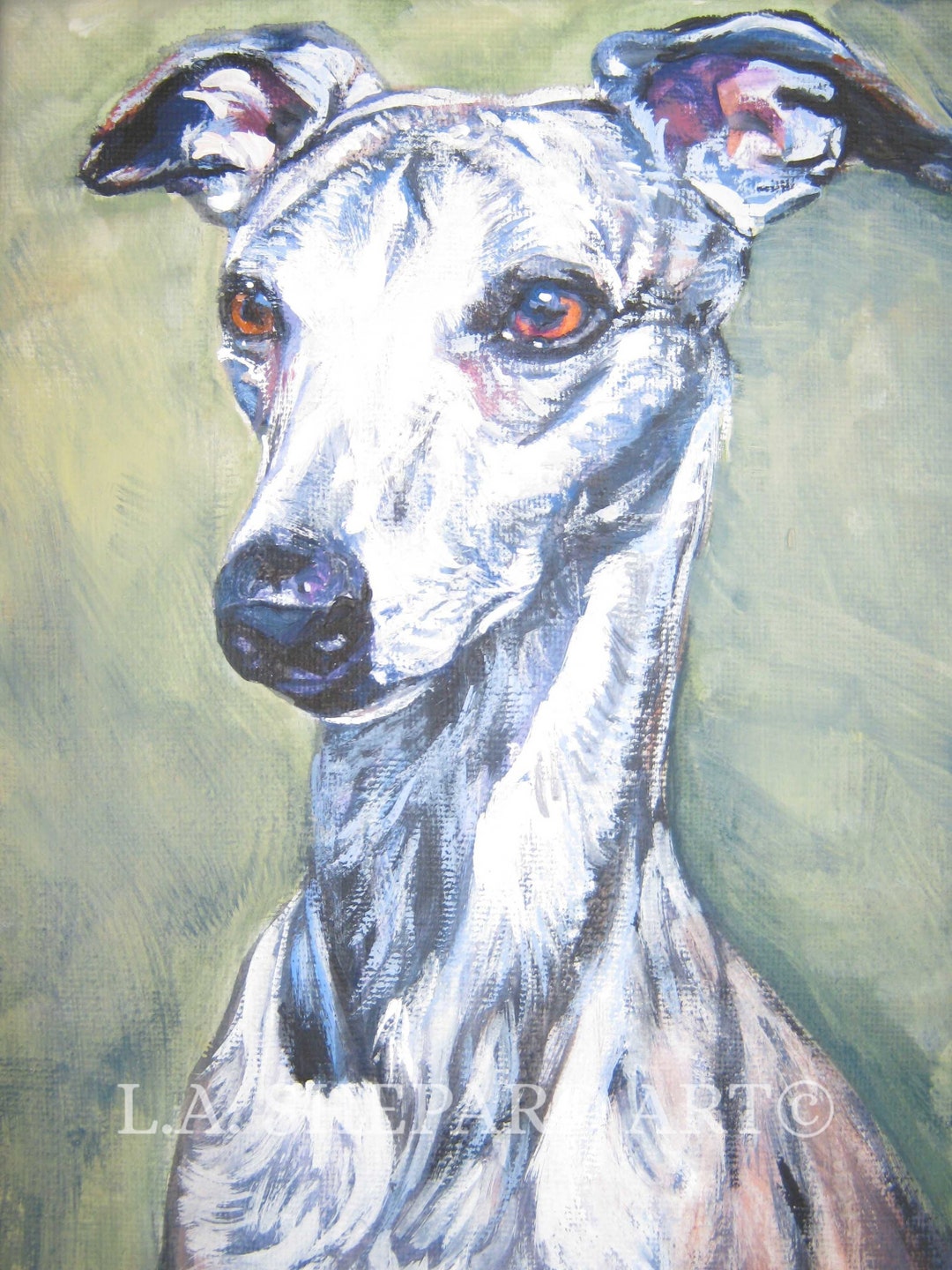 WHIPPET Dog ART Portrait Canvas PRINT of Lashepard Painting 8x10 - Etsy