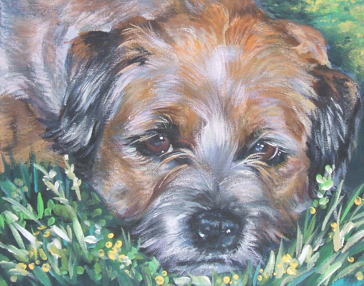 Border Terrier Dog Art CANVAS Print of LA Shepard Painting 11x14 ...