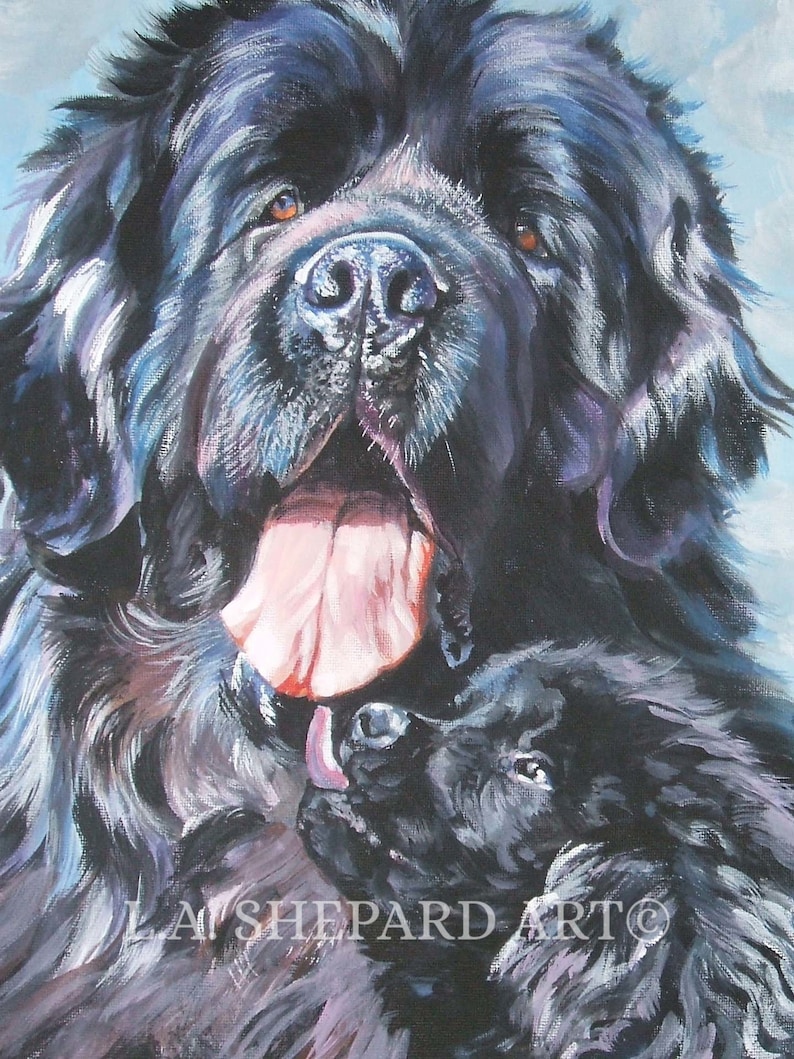 NEWFOUNDLAND Dog Art Portrait Canvas PRINT of LA Shepard - Etsy
