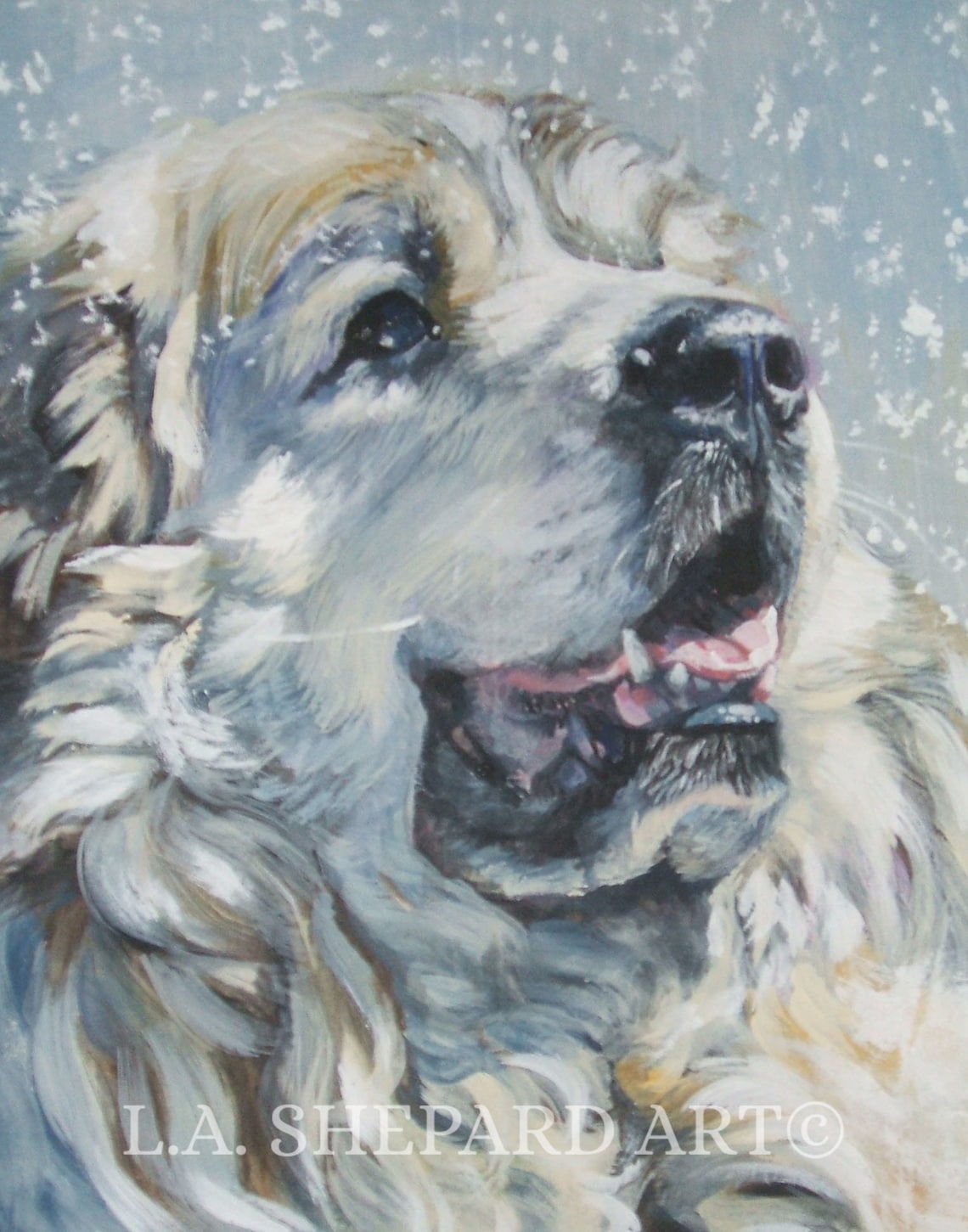 Great PYRENEES Dog Art Portrait Canvas PRINT of LA Shepard Painting ...