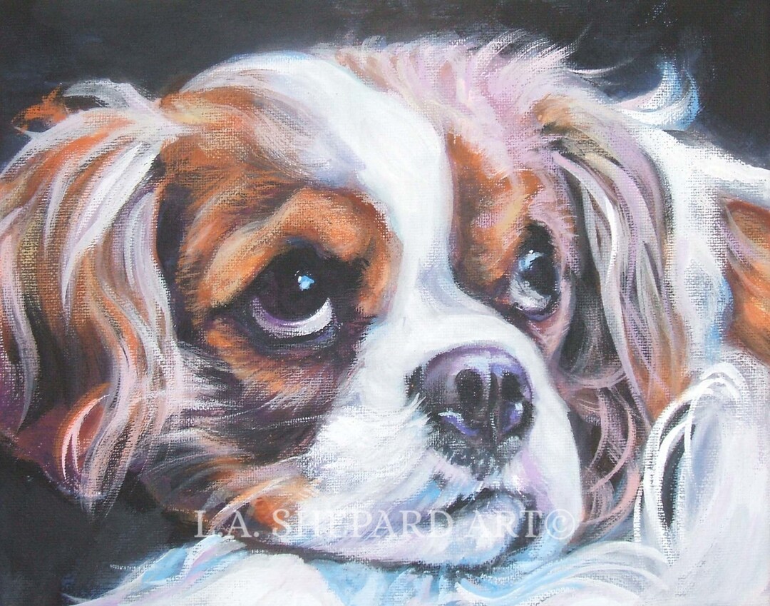 CAVALIER King Charles Spaniel DOG Art PRINT of Lashepard Painting 8x10 ...
