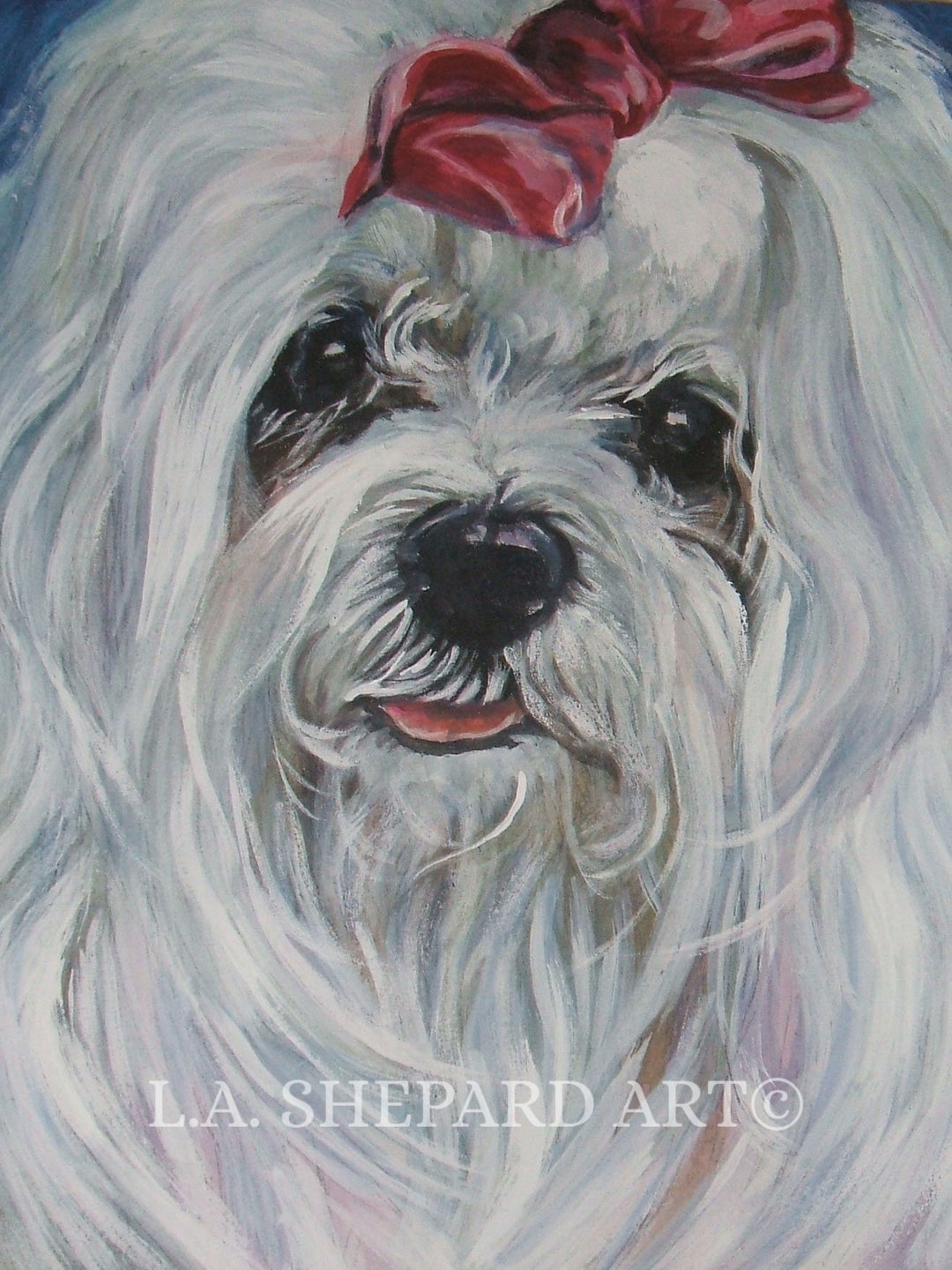 MALTESE Dog Art Portrait Canvas PRINT of L.A. Shepard Painting 8x10 - Etsy
